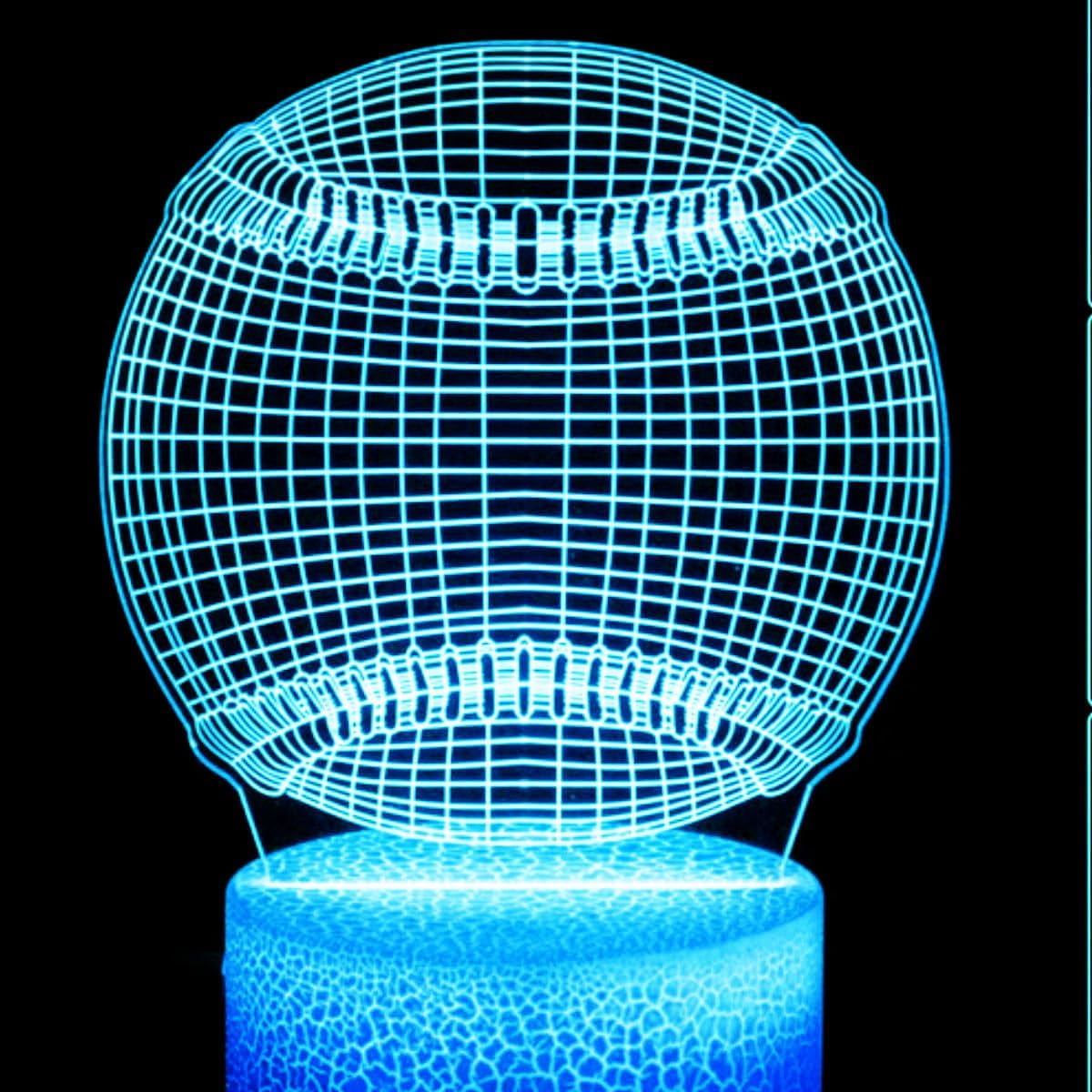 YSTIAN 3D Baseball Night Light Lamp Illusion 7 Color Changing Table ...