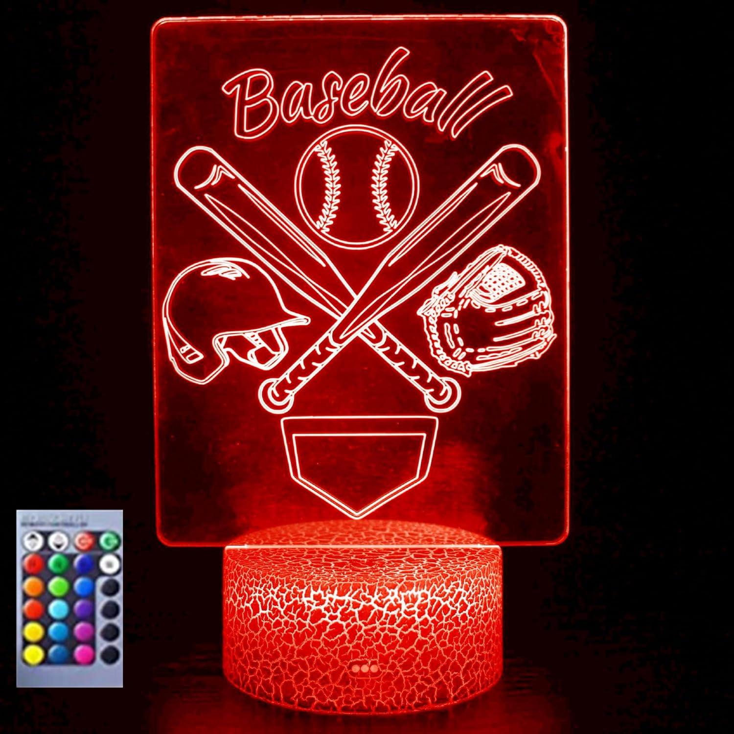 YSTIAN 3D Baseball Night Light Table Desk Optical Illusion Lamps 16 ...