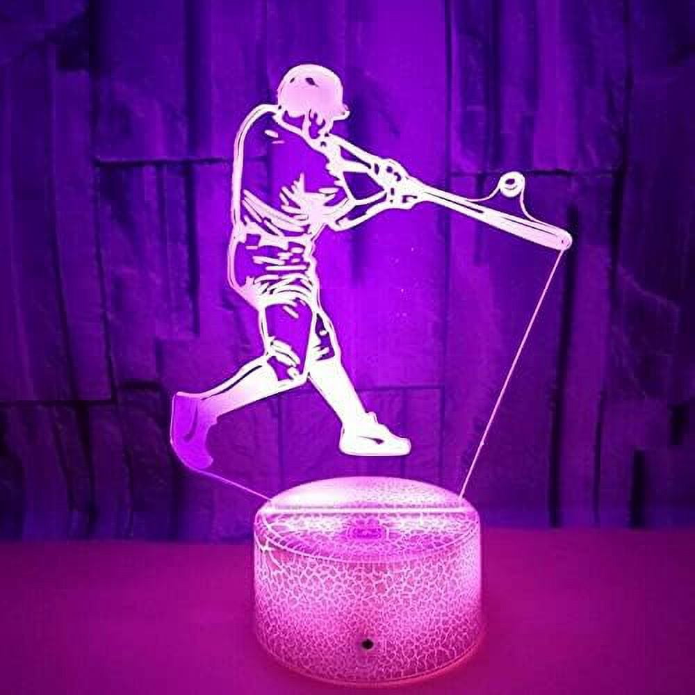 YSTIAN 3D Baseball Player Night Light Table Desk Optical Illusion Lamps ...