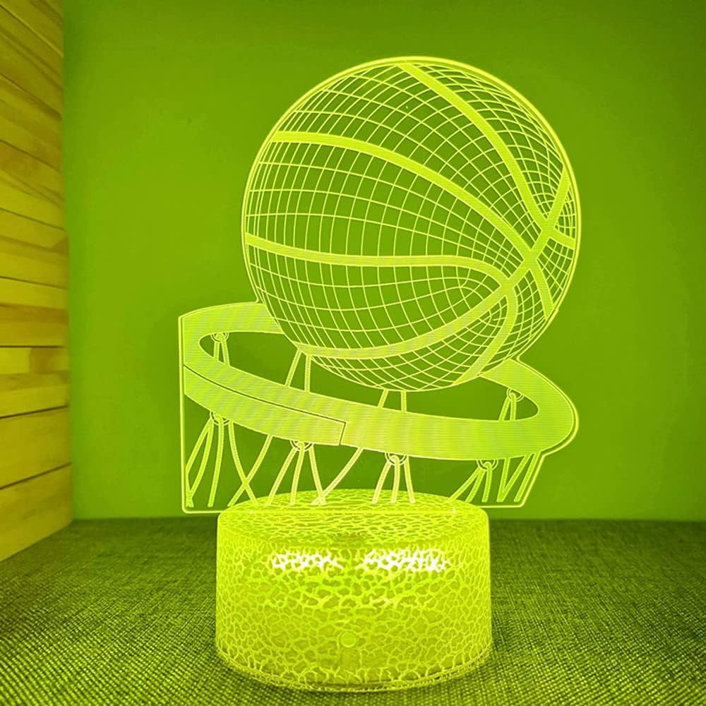 YSTIAN 3D Basketball Night Light Lamp Illusion 7 Color Changing Touch ...