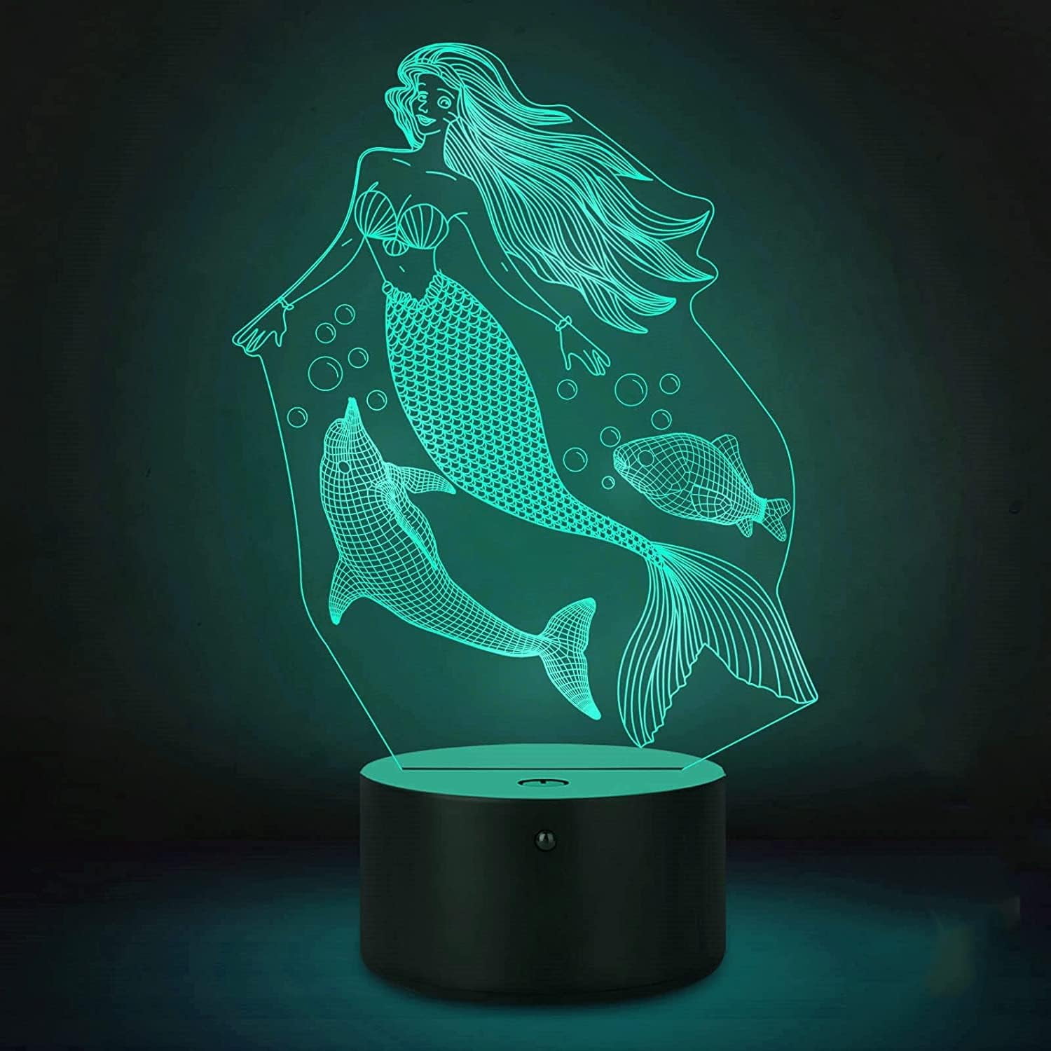 YSTIAN 3D Beauty and Fish Remote Control 16 Color Night Lights Illusion ...