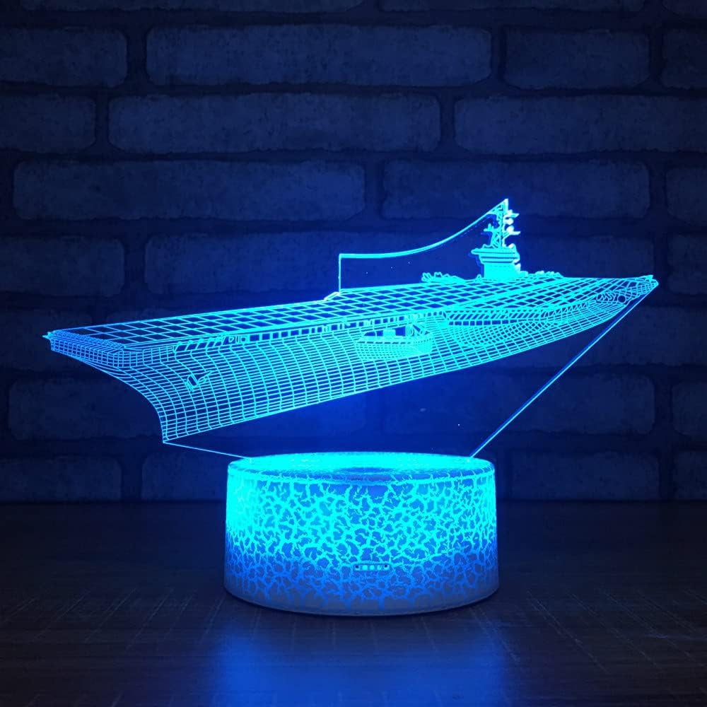 YSTIAN 3D Boat Ship Night Light Lamp Illusion 7 Color Changing Touch ...