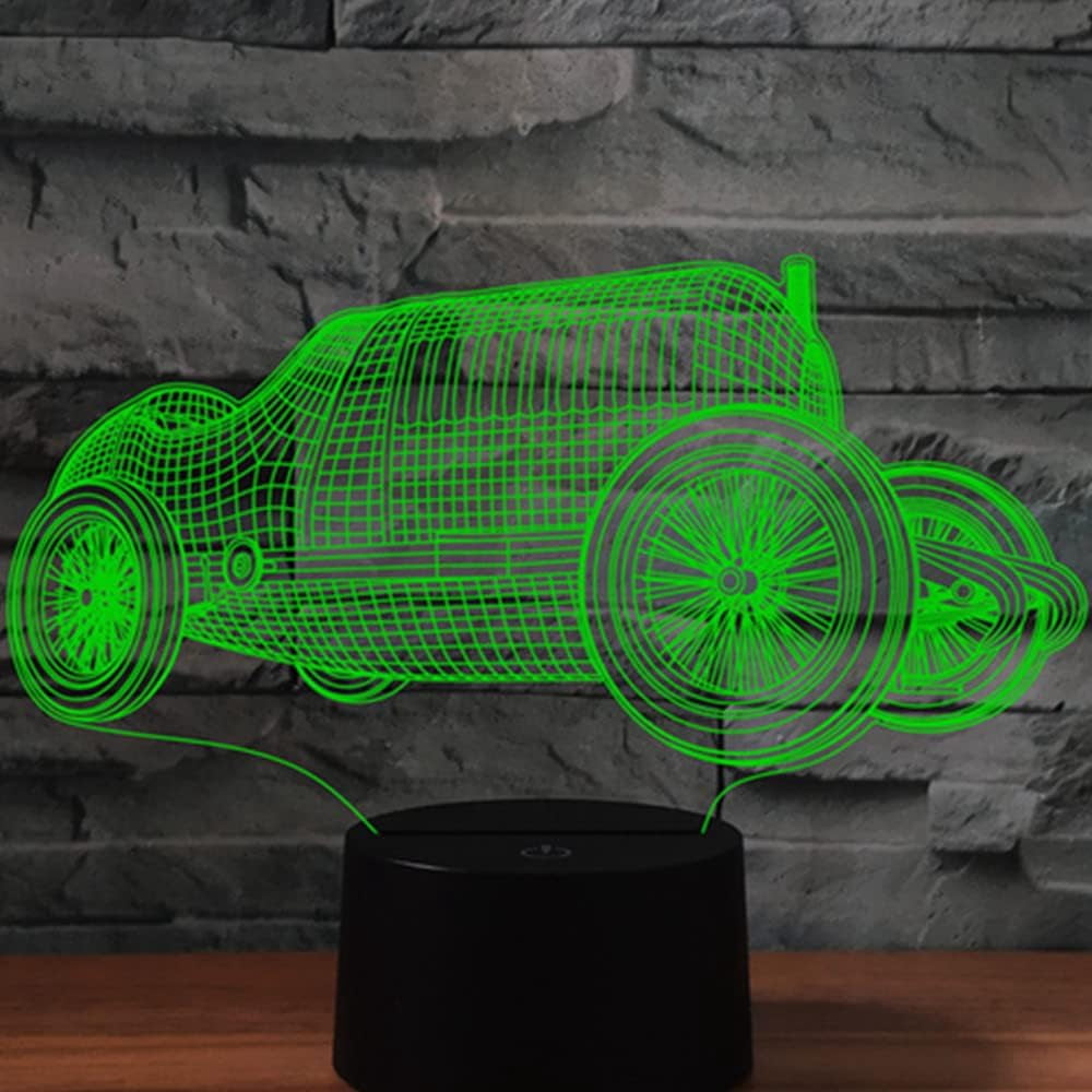 YSTIAN 3D Car Night Light Decor Table Desk Optical Illusion Lamps 7 ...