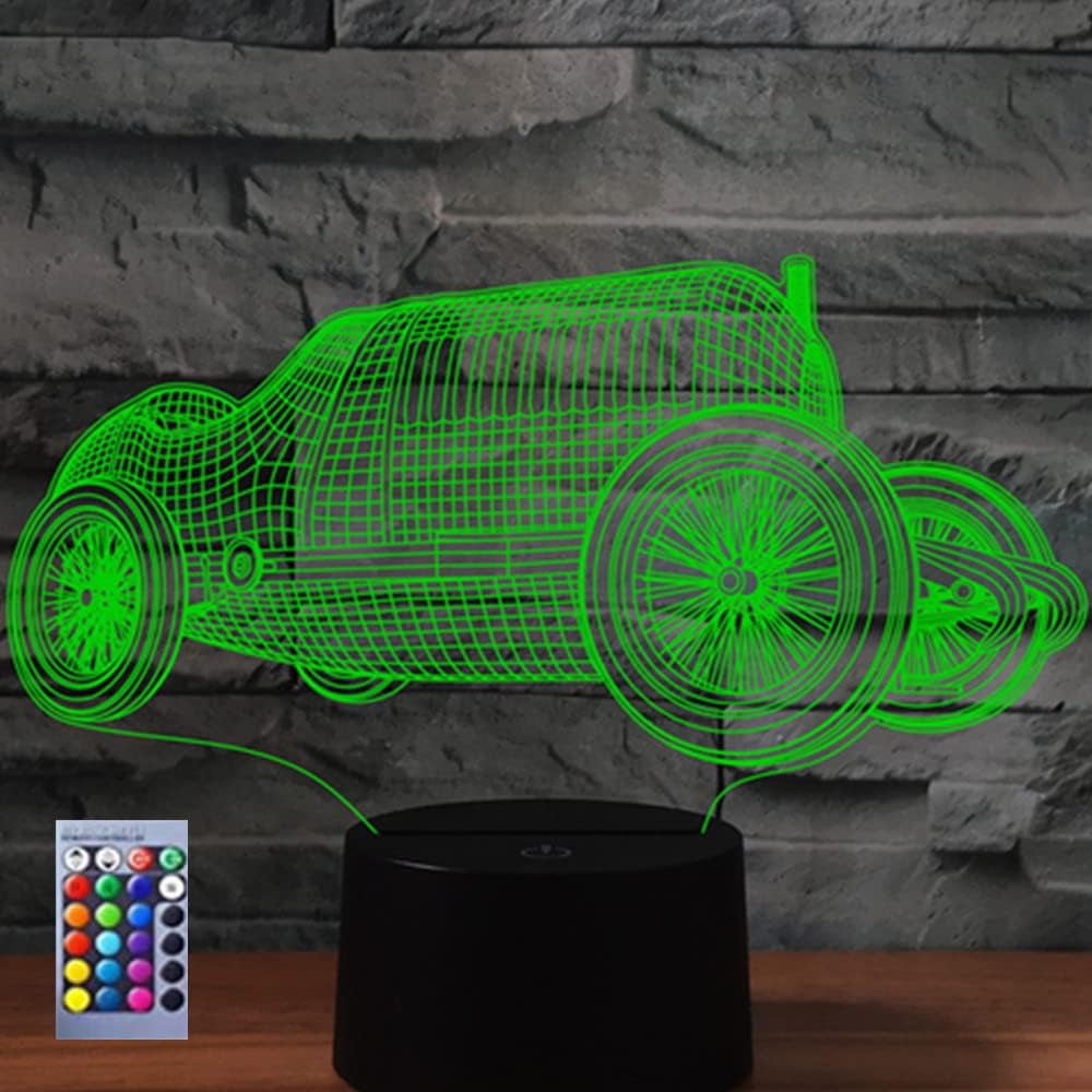 YSTIAN 3D Car Night Light Table Desk Optical Illusion Lamps 16 Color ...