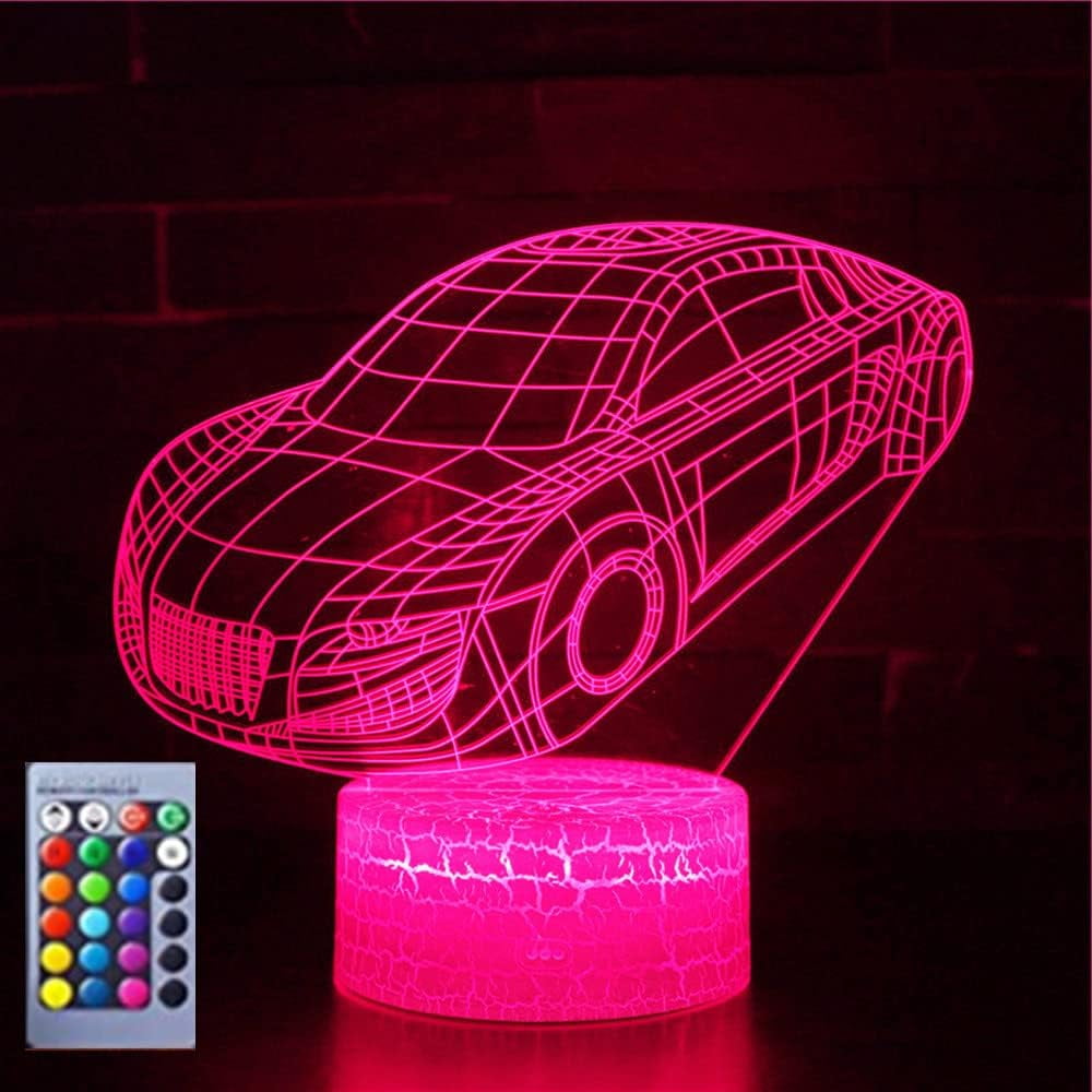 YSTIAN 3D Car Night Light led Lamp Illusion 16 Color Changing Table ...