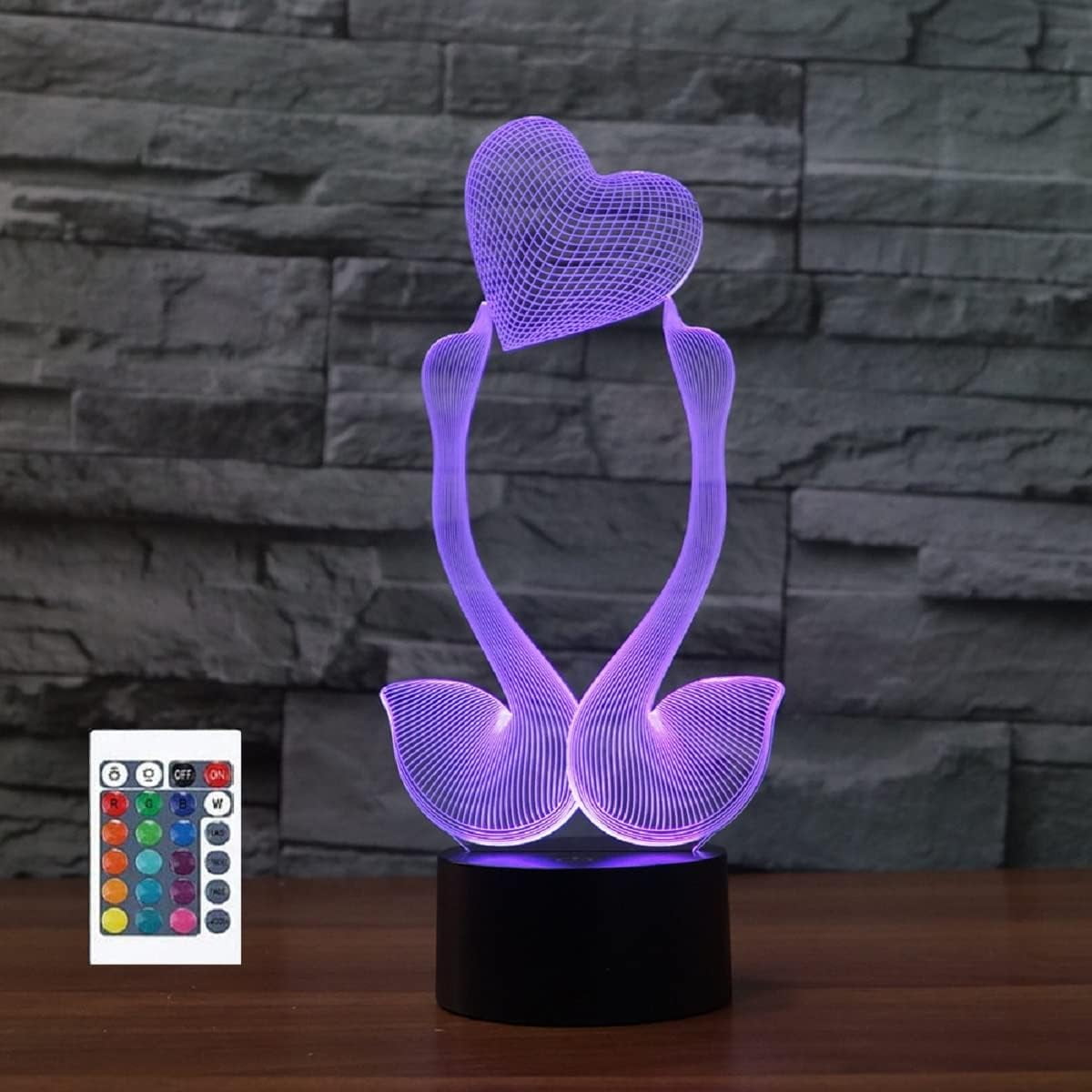 YSTIAN 3D Cartoon Swan Remote Control 16 Color Night Lights Illusion ...