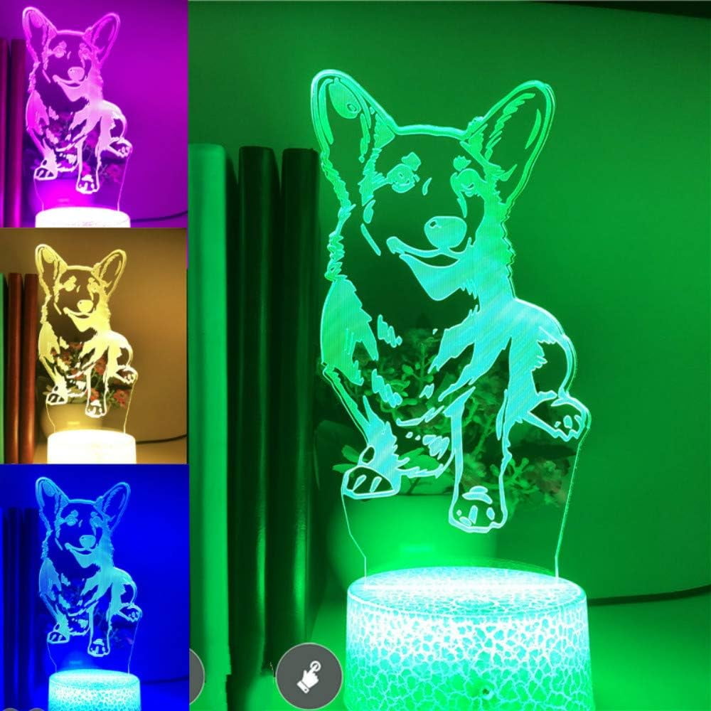 YSTIAN 3D Dog Night Light Table Desk Optical Illusion Lamps 7 Color ...