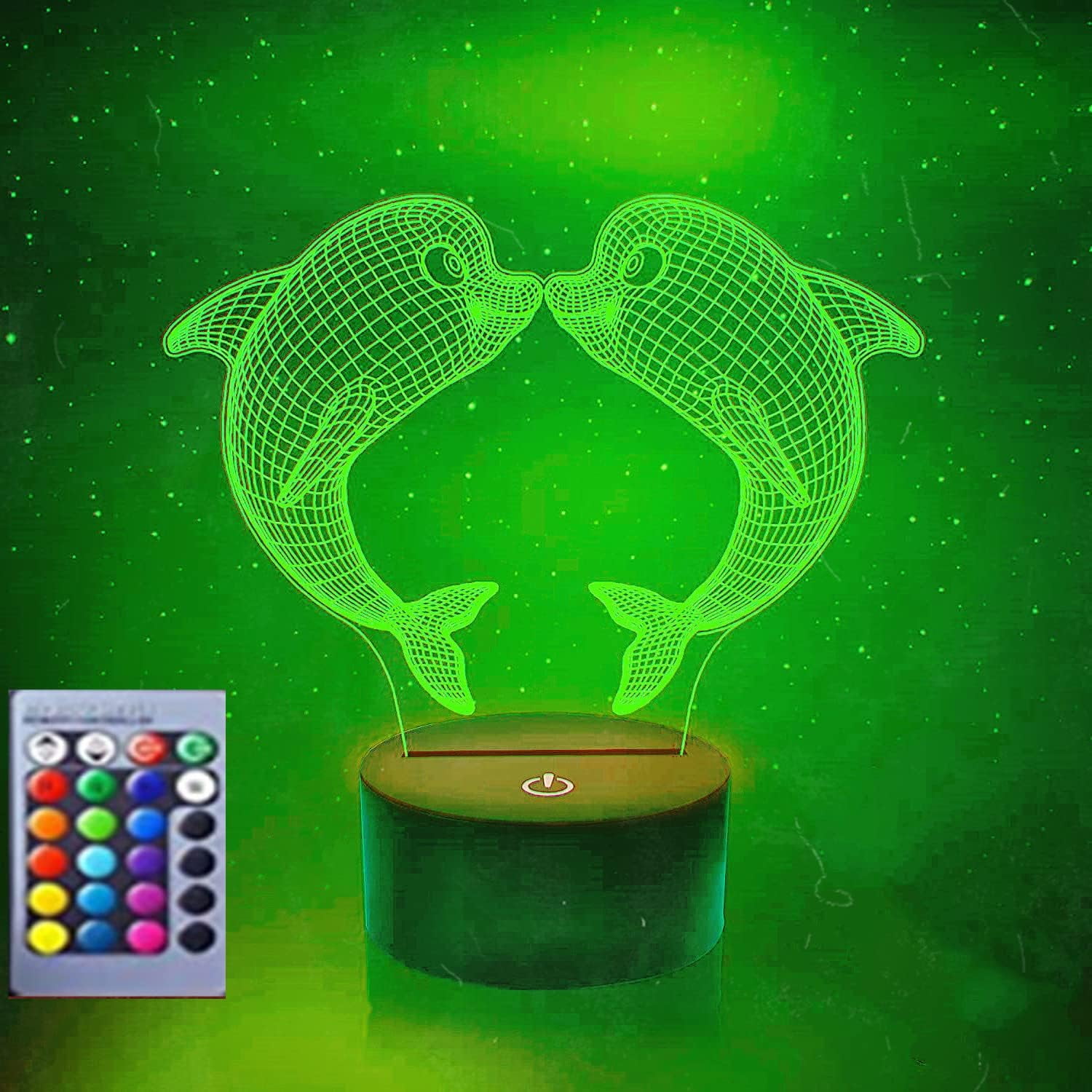 YSTIAN 3D Dolphin Fish Night Light Table Desk Optical Illusion Lamps 16 ...