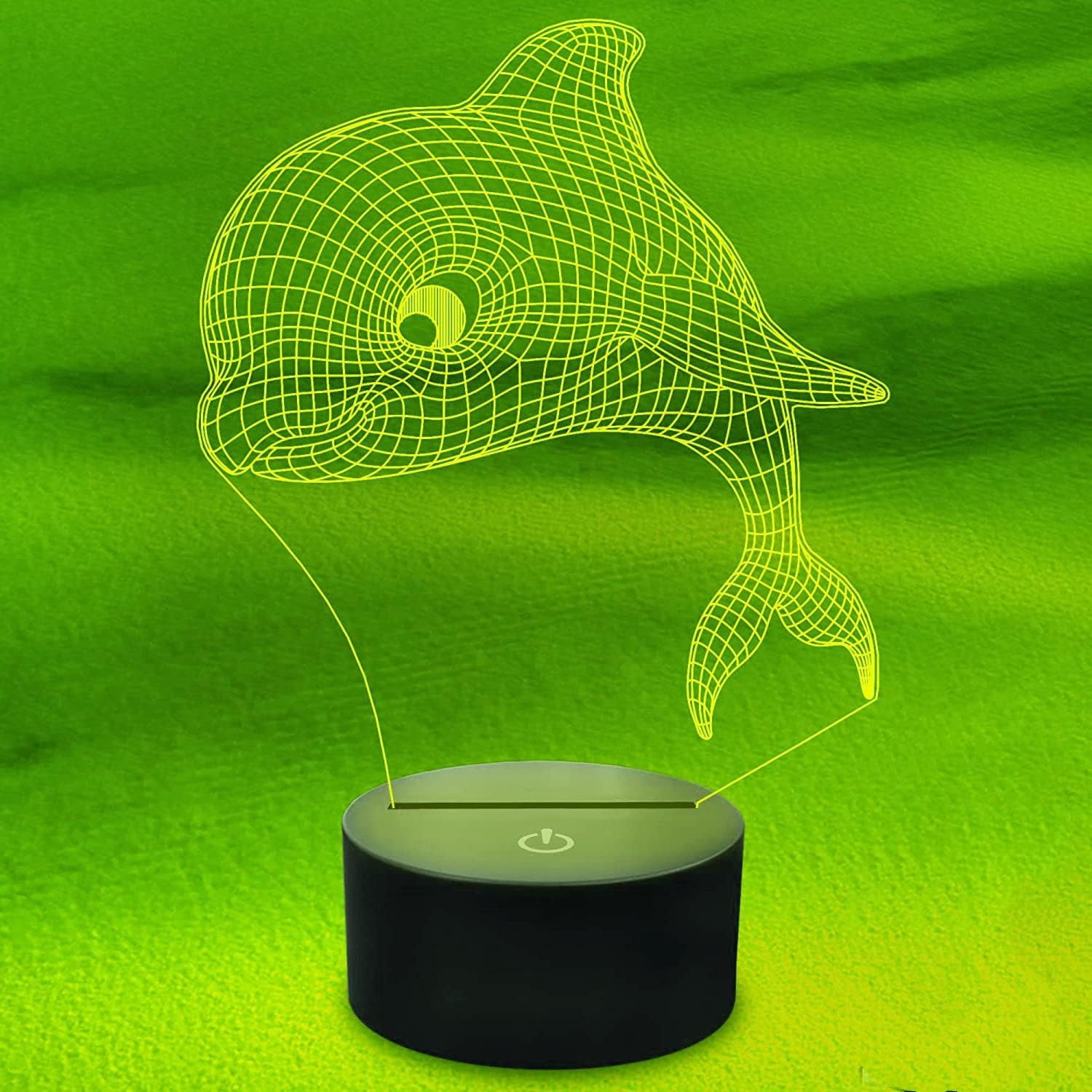 YSTIAN 3D Dolphin Fish Night Light Table Desk Optical Illusion Lamps 7 ...