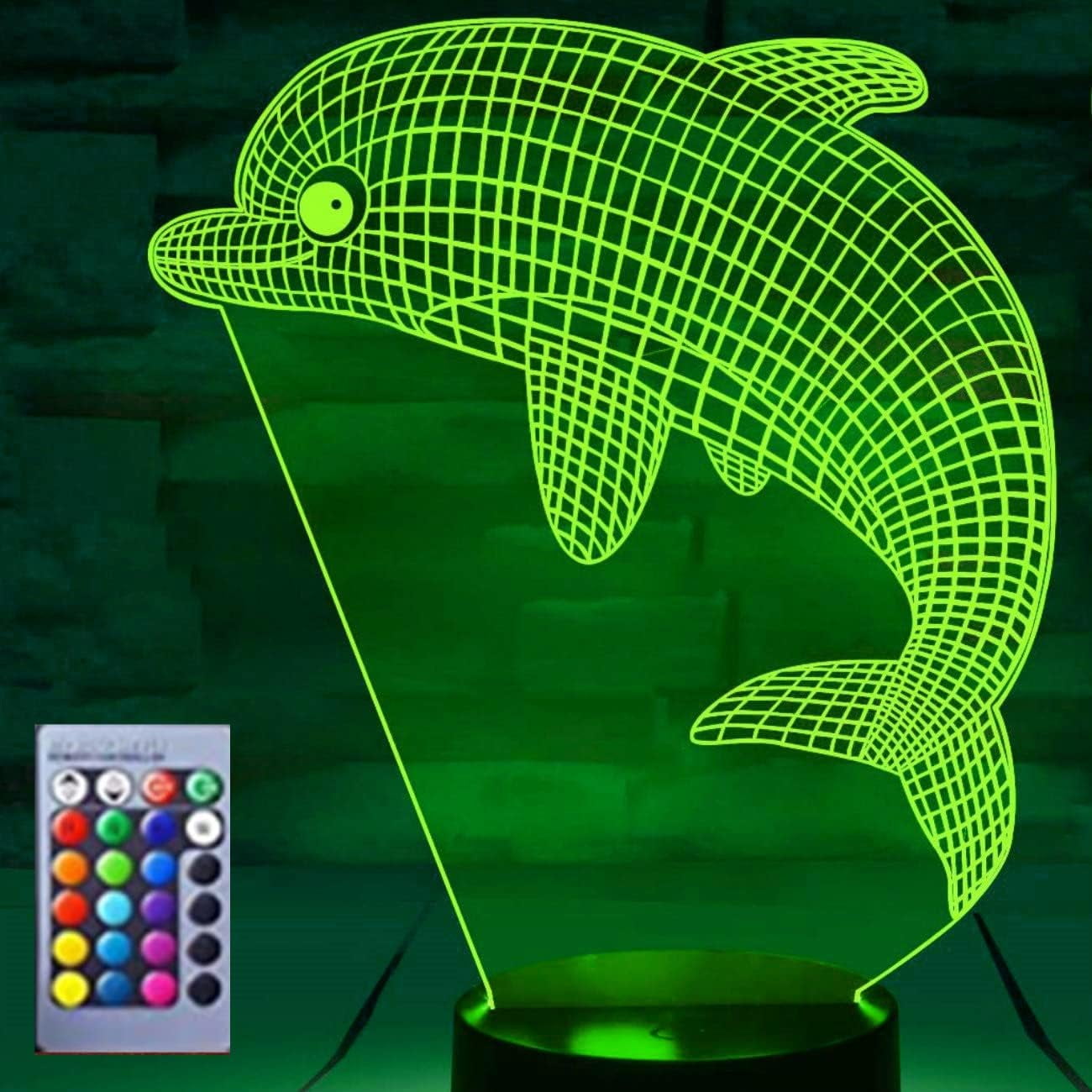 YSTIAN 3D Dolphin Night Light Table Desk Optical Illusion Lamps 16 ...