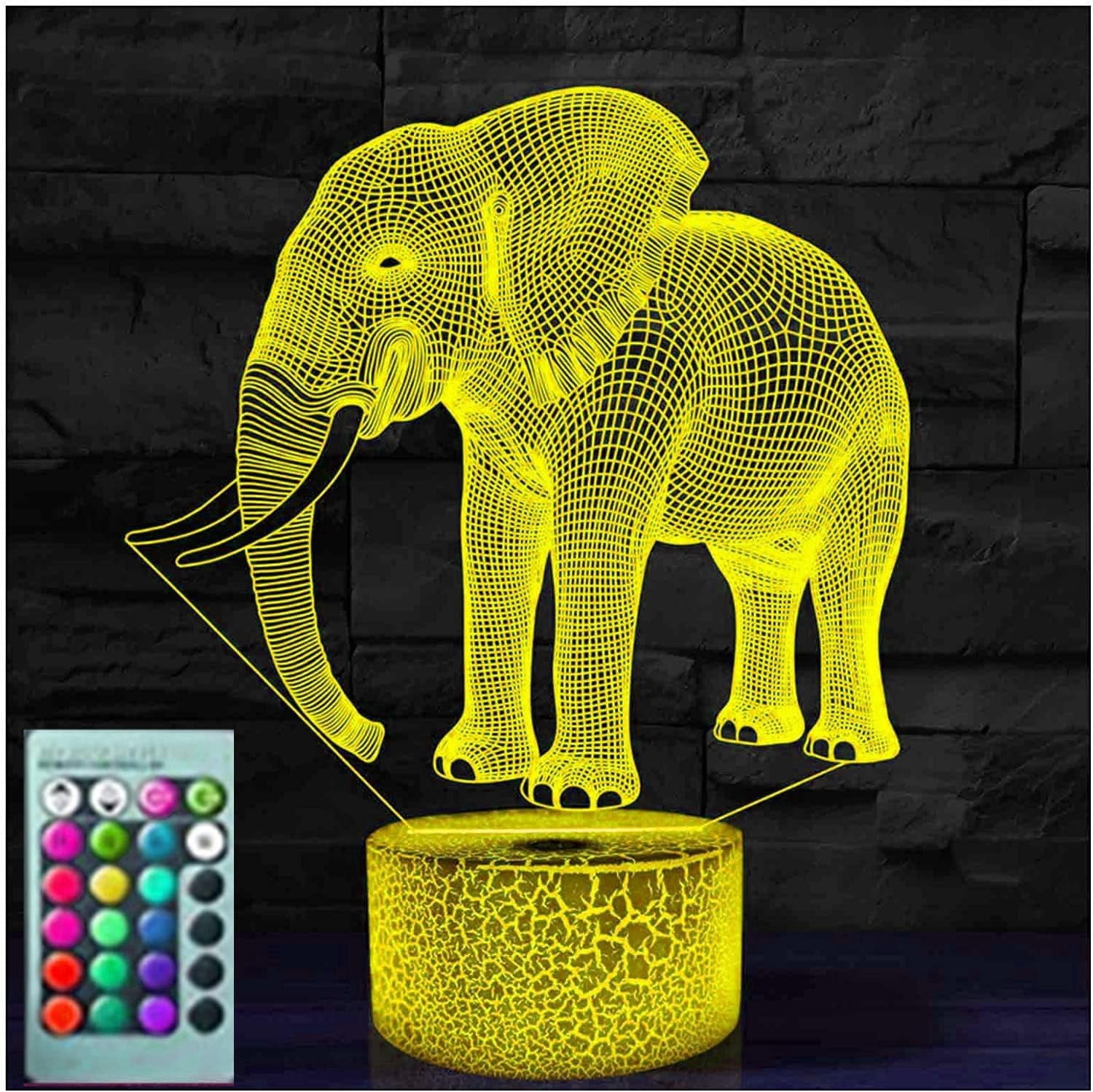 YSTIAN 3D Elephant Night Light Led Decor Table Desk Optical Illusion ...