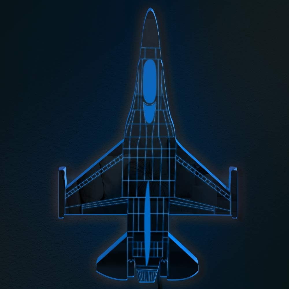 YSTIAN 3D F-16 Fighting Falcon Jet Night Light Aircraft LED Wall Mirror ...