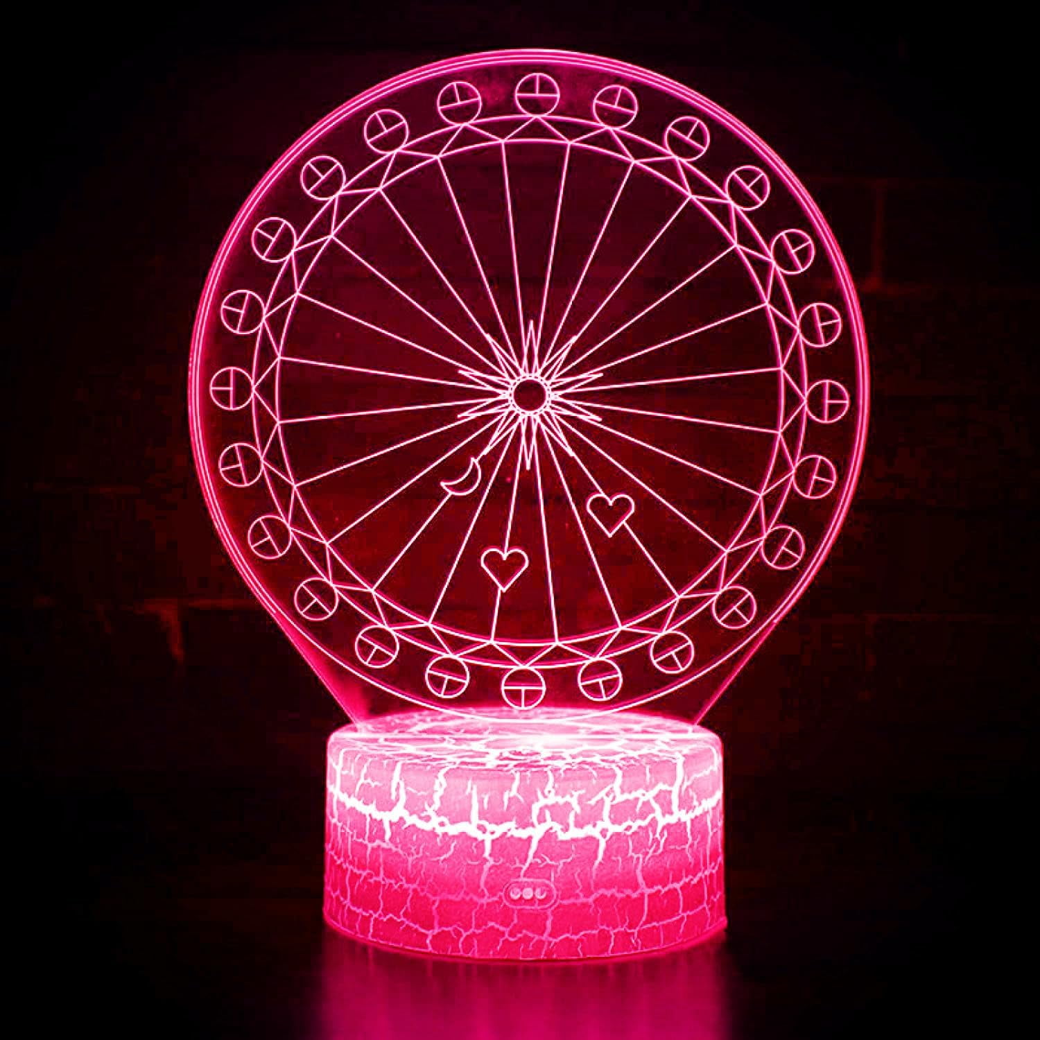 YSTIAN 3D Ferry Wheel Night Light Table Desk Optical Illusion Lamps 7 ...