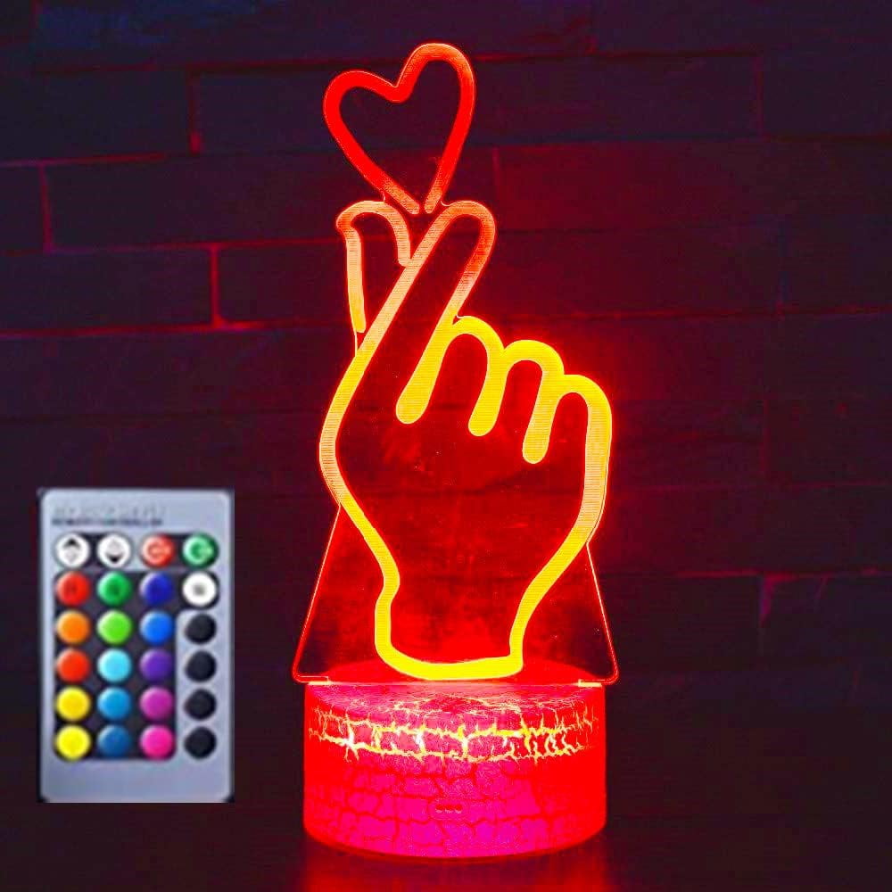 YSTIAN 3D Finger Love Heart Night Light Table Desk Optical Illusion ...