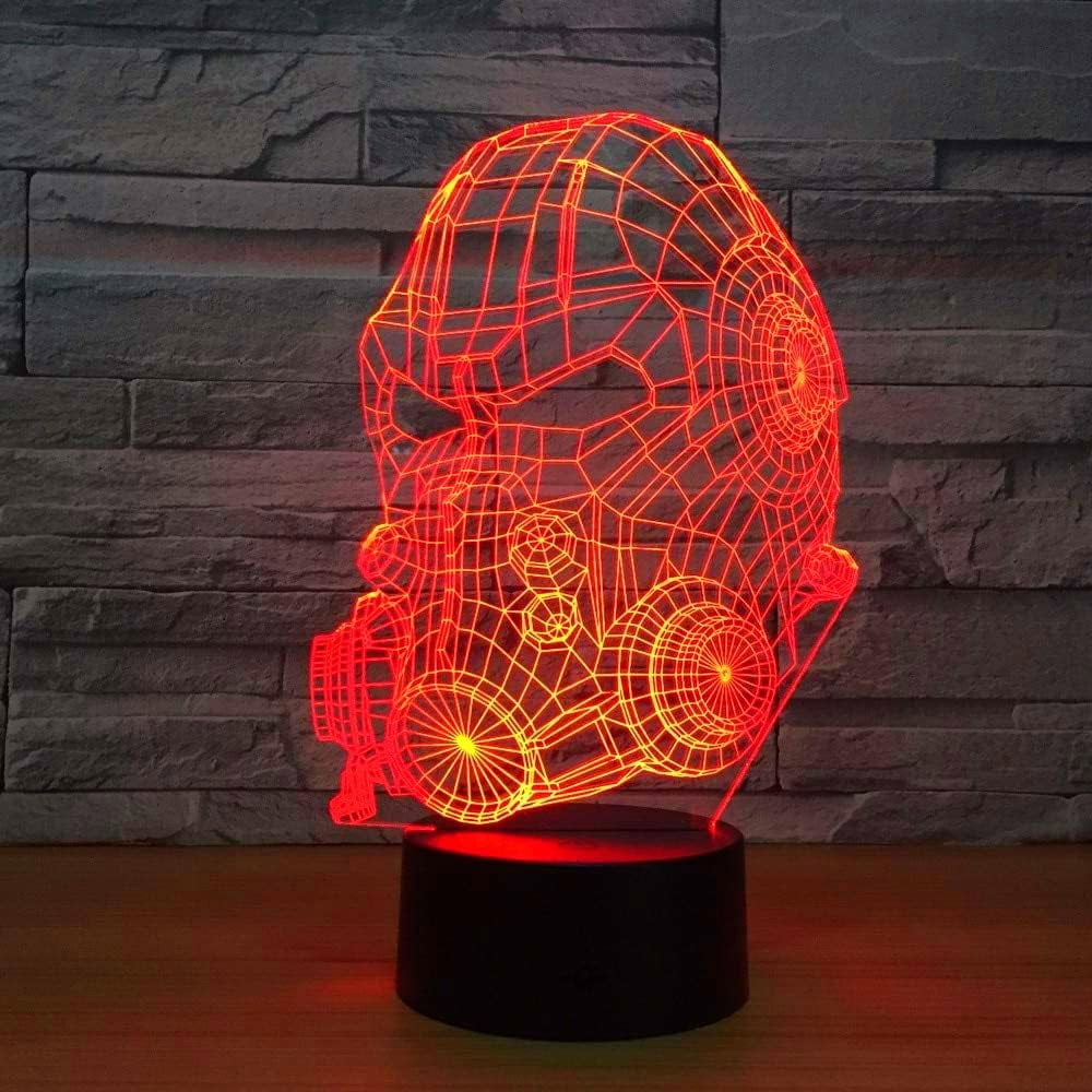 YSTIAN 3D Firefighter mask Night Light Table Desk Optical Illusion ...