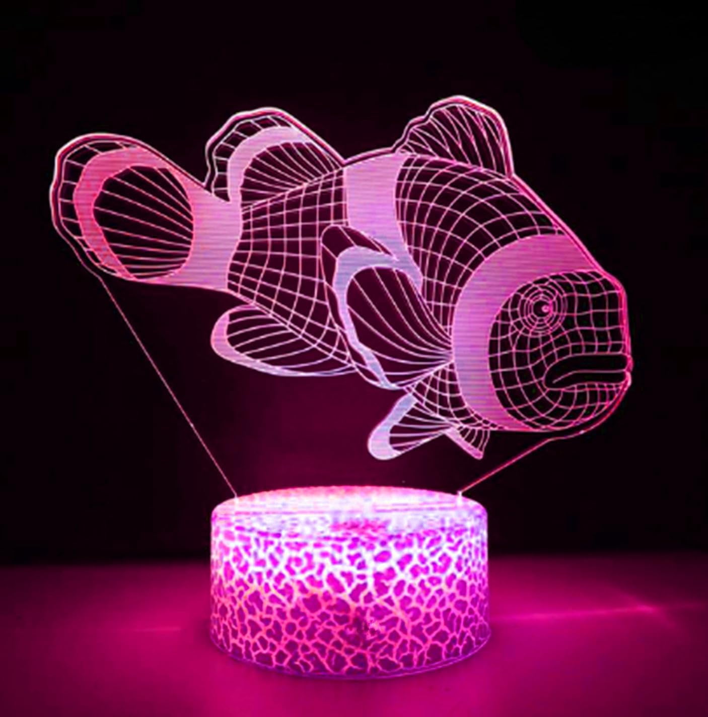 YSTIAN 3D Fish Night Light Lamp Illusion Night Light 7 Color Changing ...