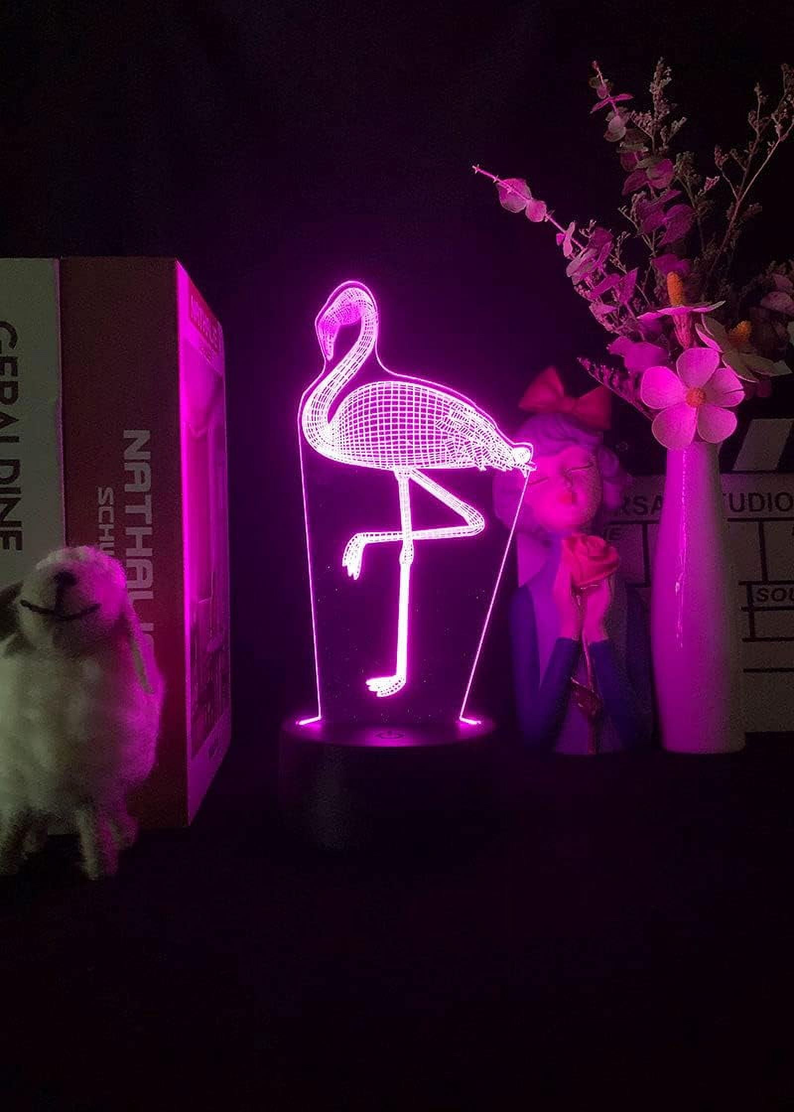 YSTIAN 3D Flamingo Night Light Table Desk Optical Illusion Lamps 7 ...