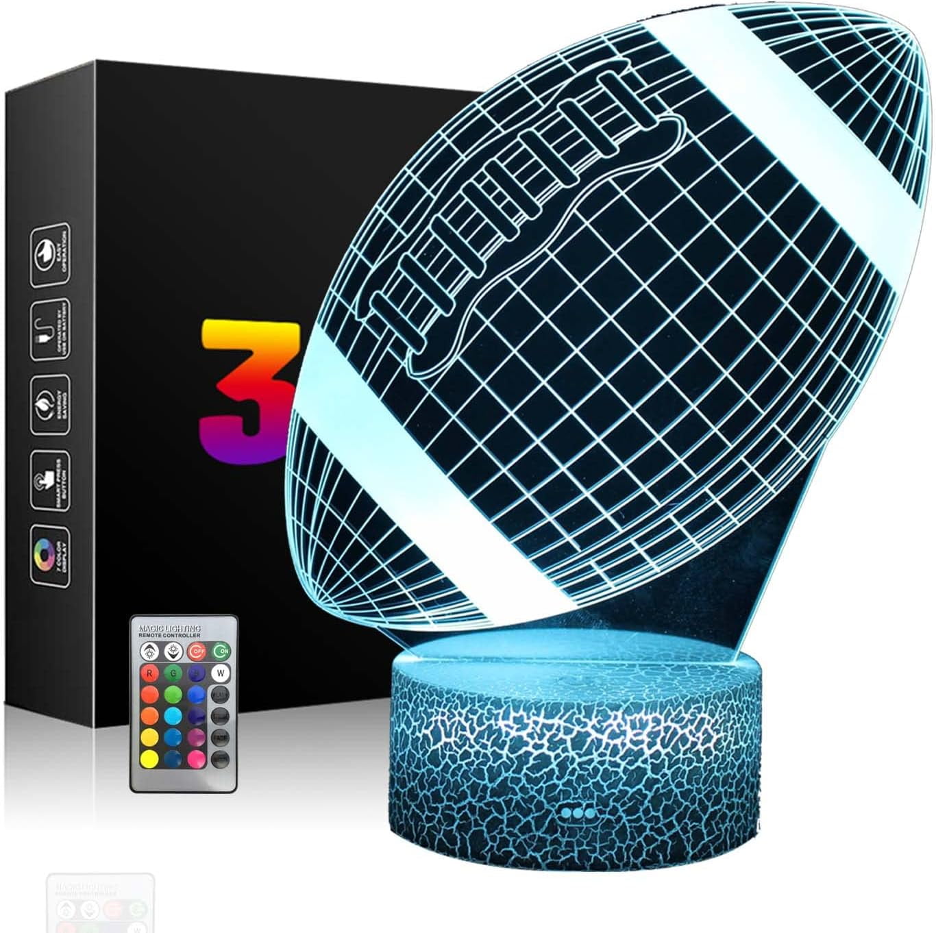 YSTIAN 3D Football Night Light for Girls,LED Illusion Basketball Lamp ...