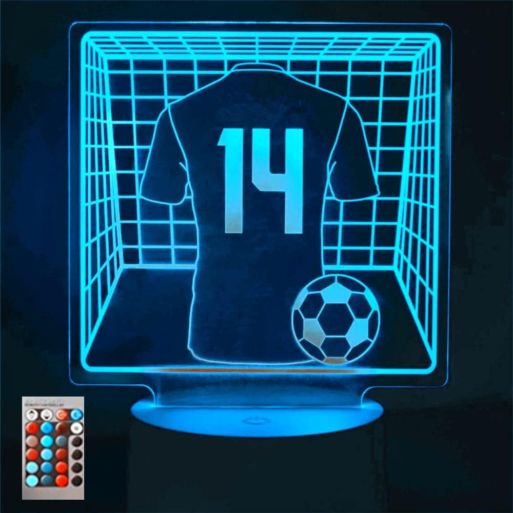 YSTIAN 3D Football Soccer Night Light Lamp Illusion 16 Color Changing ...
