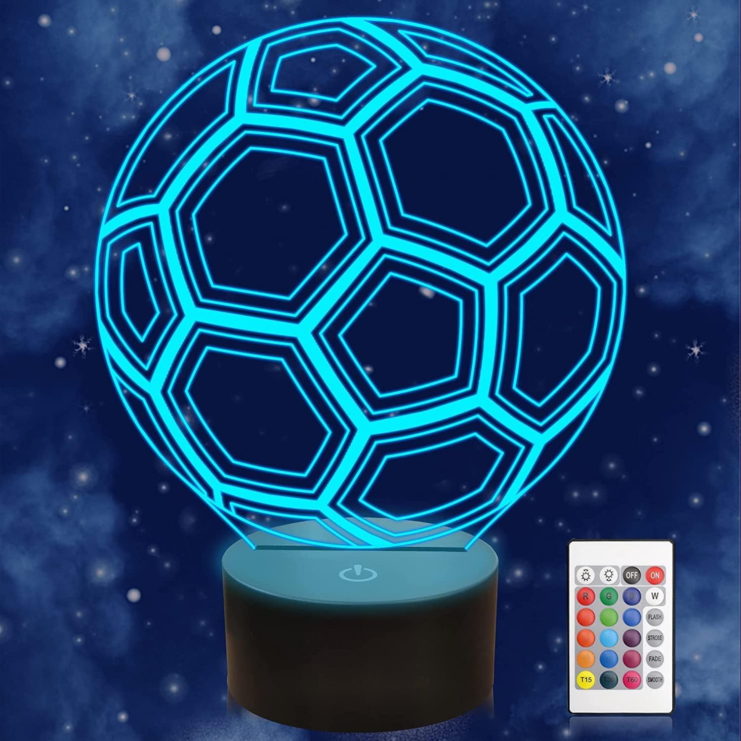 YSTIAN 3D Football Soccer Night Light led Lamp Illusion 16 Color ...