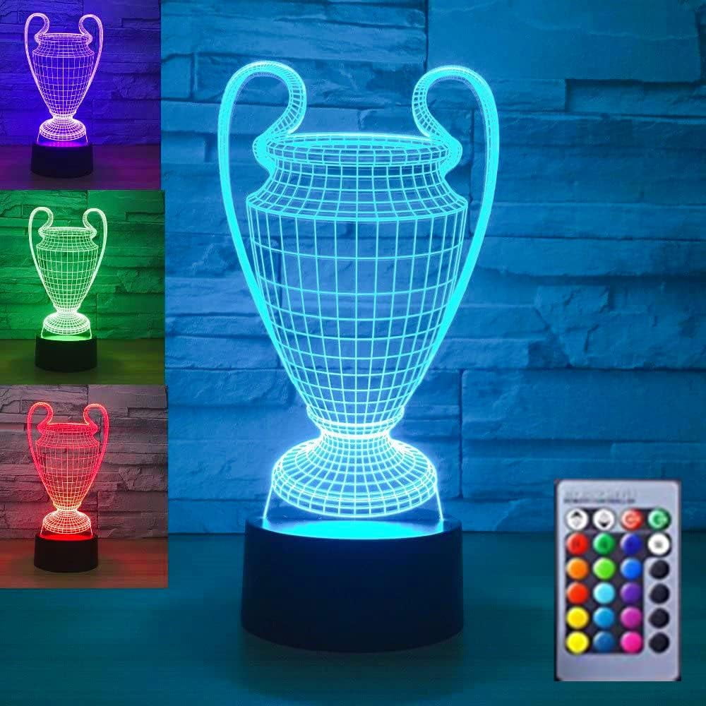 YSTIAN 3D Football Trophy Night Light Table Desk Optical Illusion Lamps ...