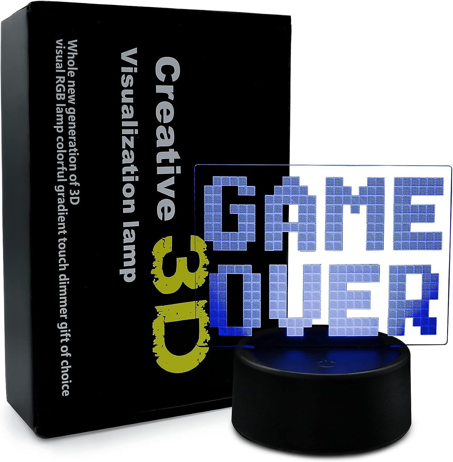 YSTIAN 3D Game Over Illusion lamp, Game Console Touch 7 Color Flashing ...