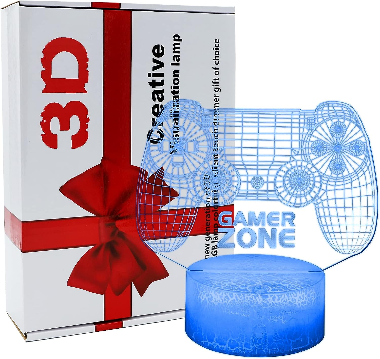 YSTIAN 3D Gamepad Illusion lamp, Game Console Touch 7 Color Flashing ...