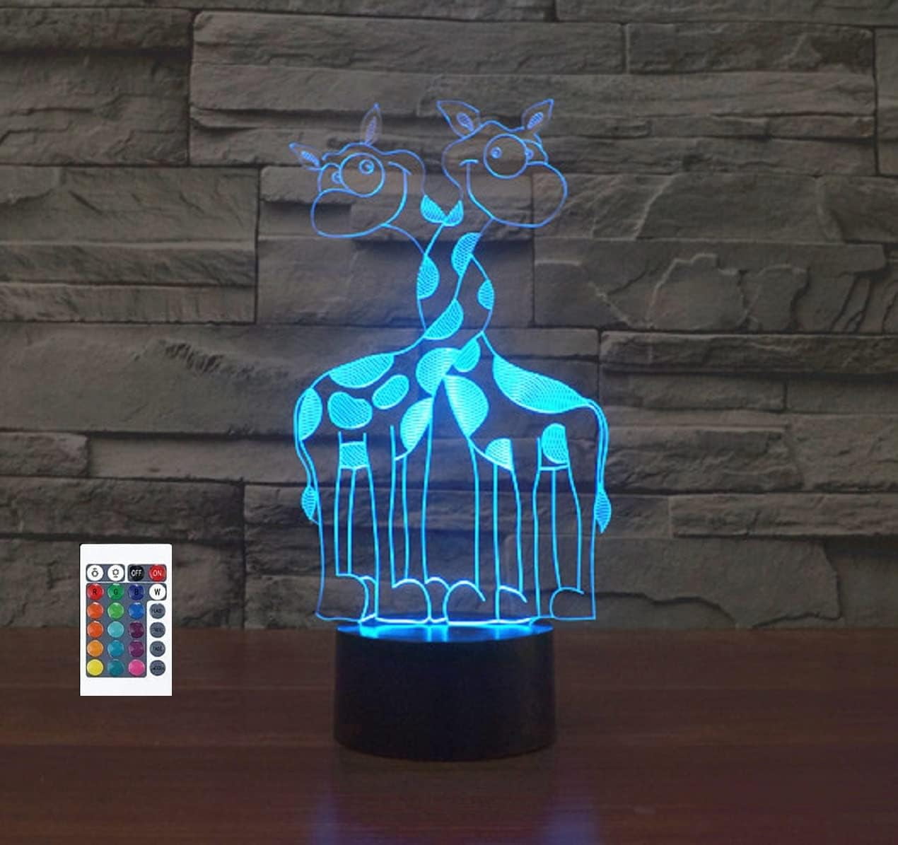 YSTIAN 3D Giraffe Remote Control 16 Color Night Lights Illusion Acrylic ...