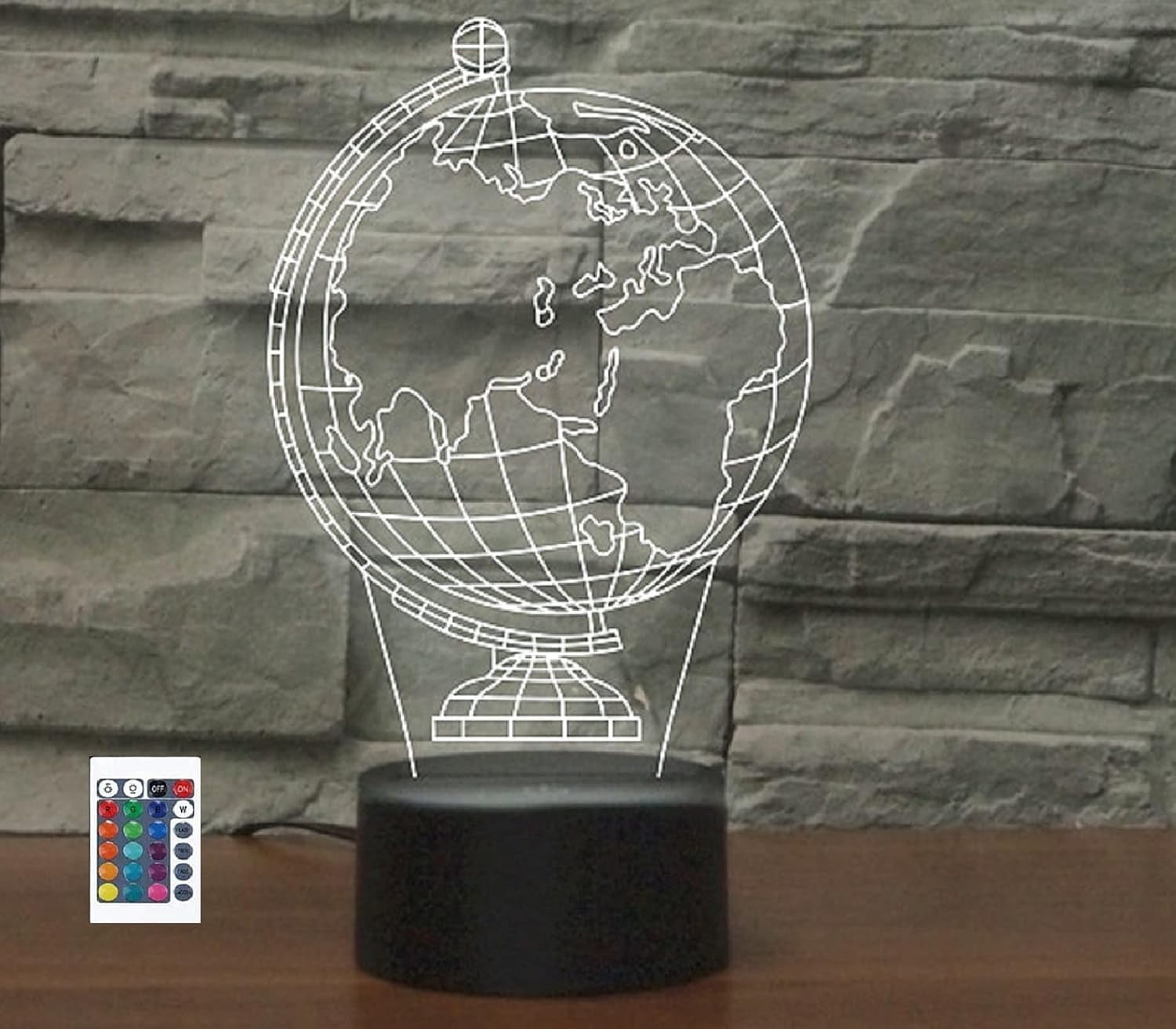 YSTIAN 3D Globe Remote Control 16 Color Night Lights Illusion Acrylic ...