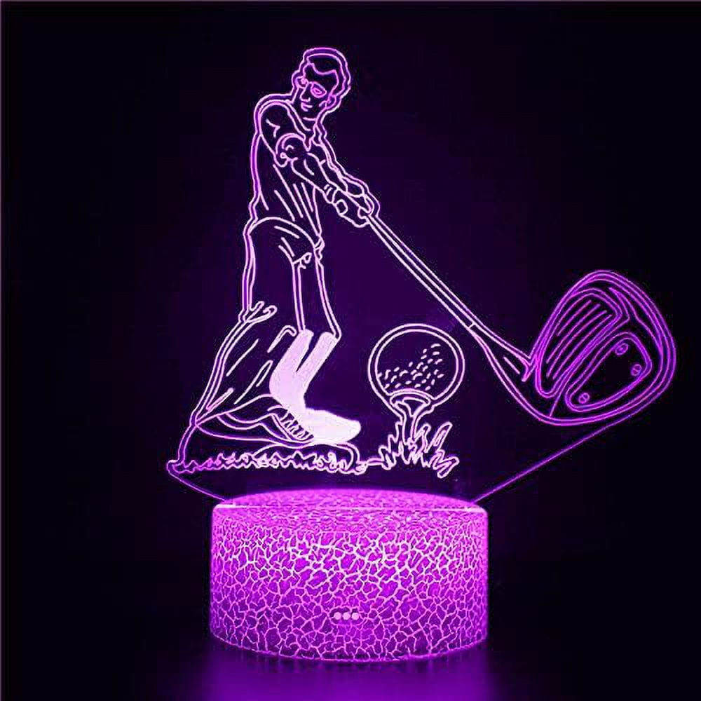 YSTIAN 3D Golf Player Night Light Table Desk Optical Illusion Lamps 7 ...
