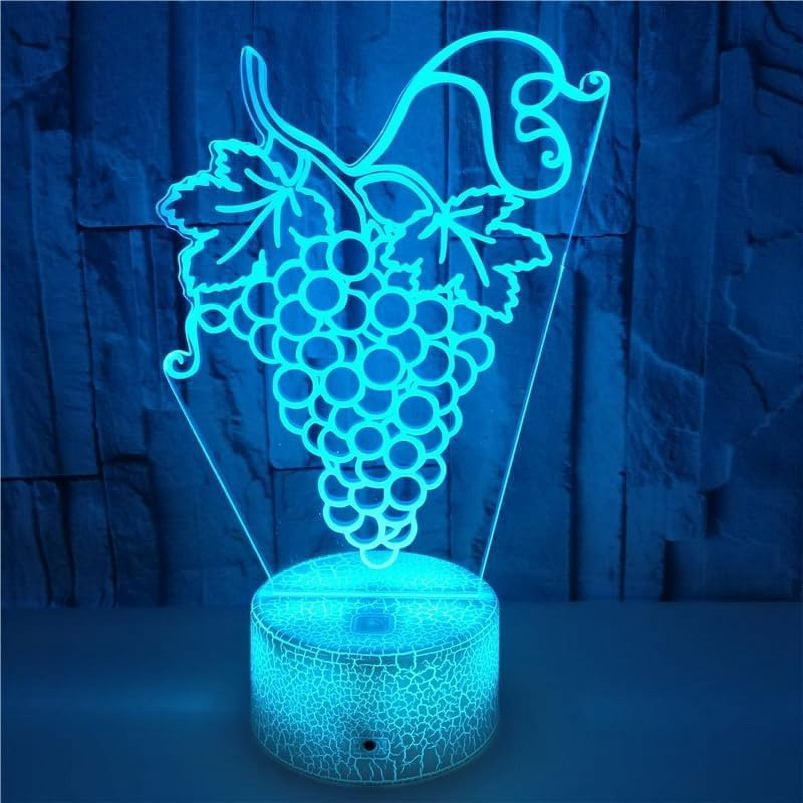 YSTIAN 3D Grape Night Light Table Desk Optical Illusion Lamps 7 Color ...