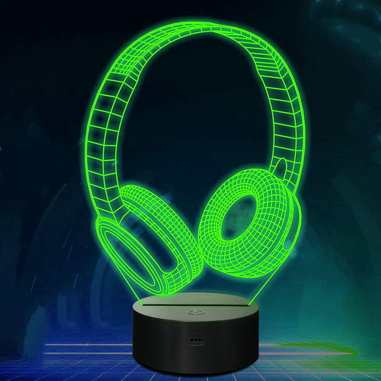 YSTIAN 3D Headphone Night Light Decor Table Desk Optical Illusion Lamps ...