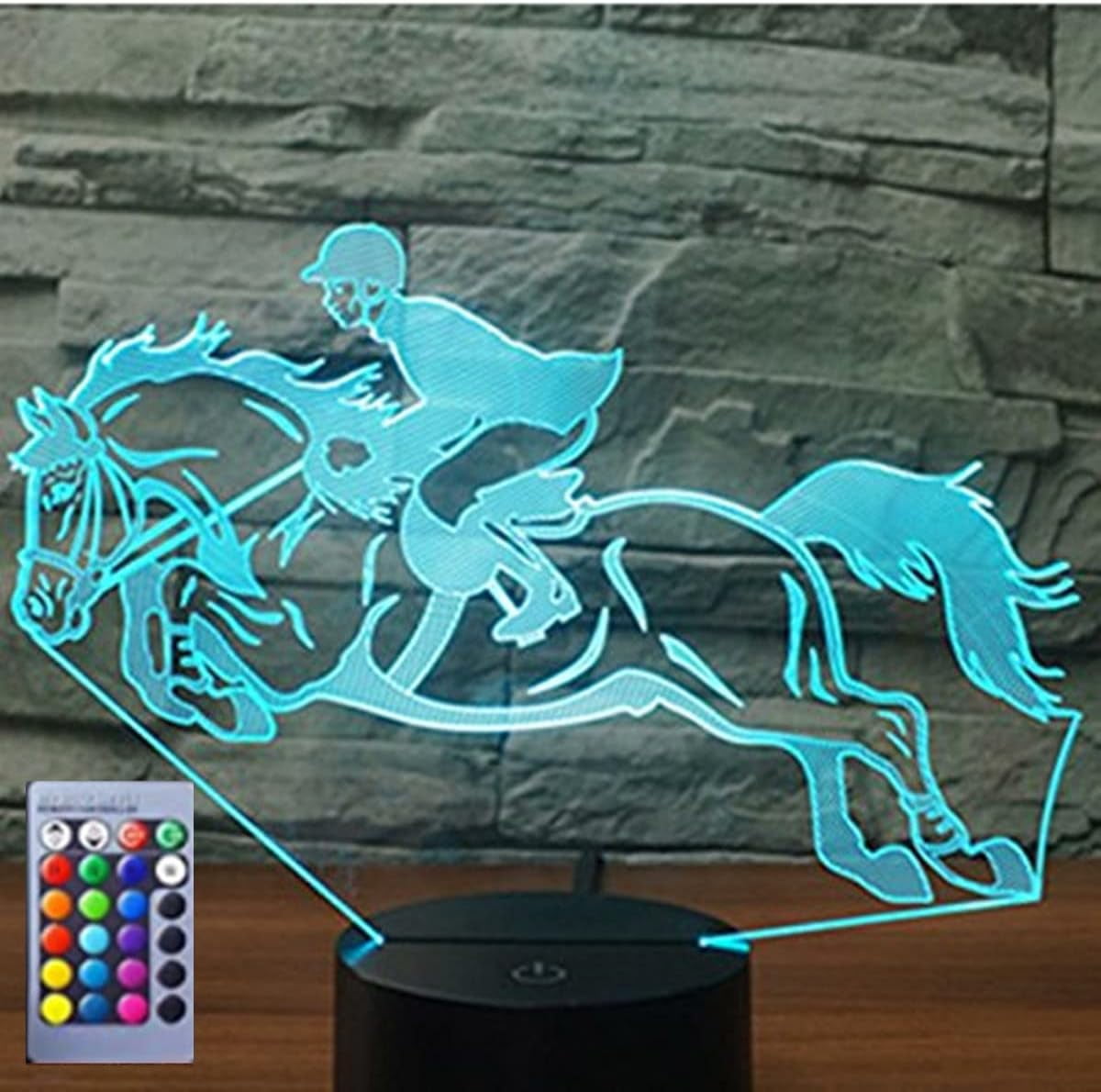 YSTIAN 3D Horse Racing Night Light Table Desk Optical Illusion Lamps 16 ...