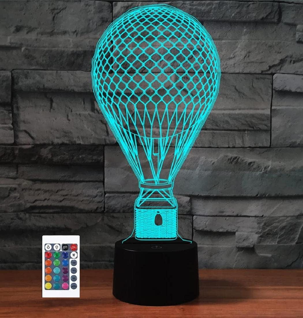 YSTIAN 3D Hot Air Balloon Night Light Remote Control Power Touch Table ...