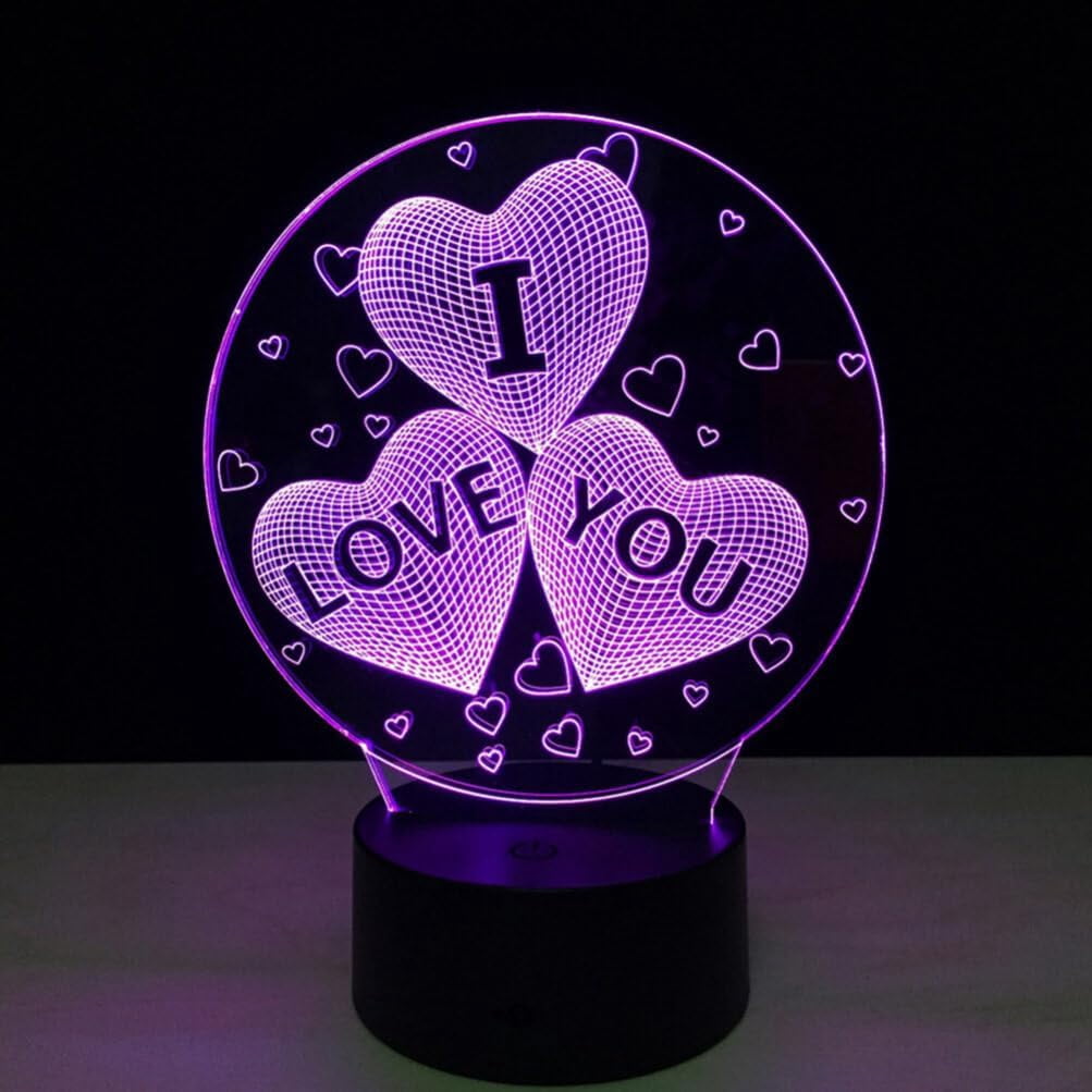 YSTIAN 3D I LOVE You Heart Night Light 7 Color Changing Illusion Lamp ...