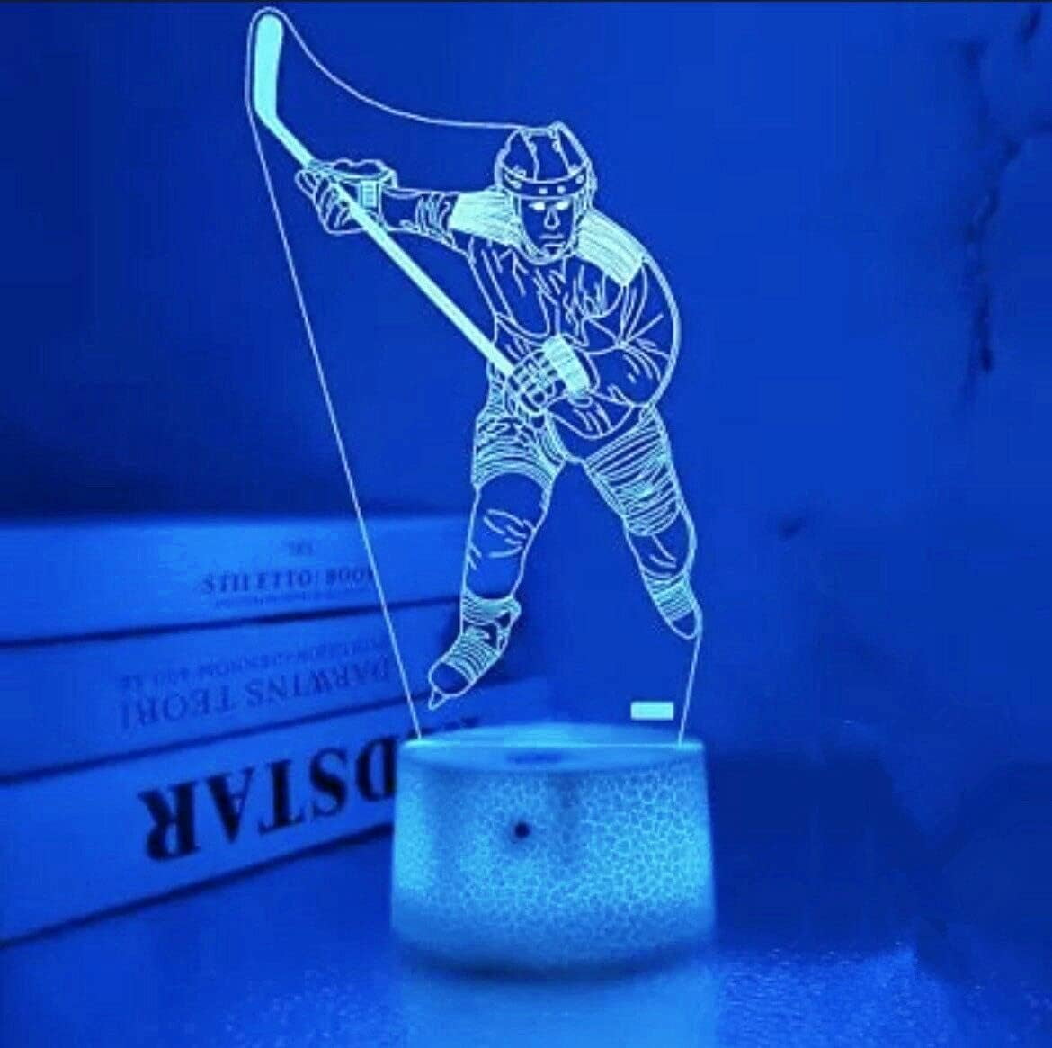 YSTIAN 3D Ice Hockey Player Night Light Lamp Illusion Night Light 7 ...