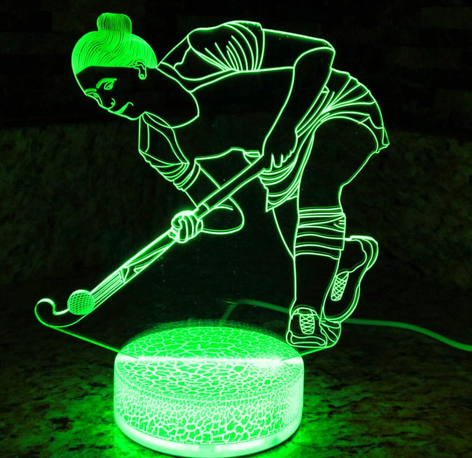 YSTIAN 3D Ice Hockey Player Night Light Led Touch Switch Decor Table ...