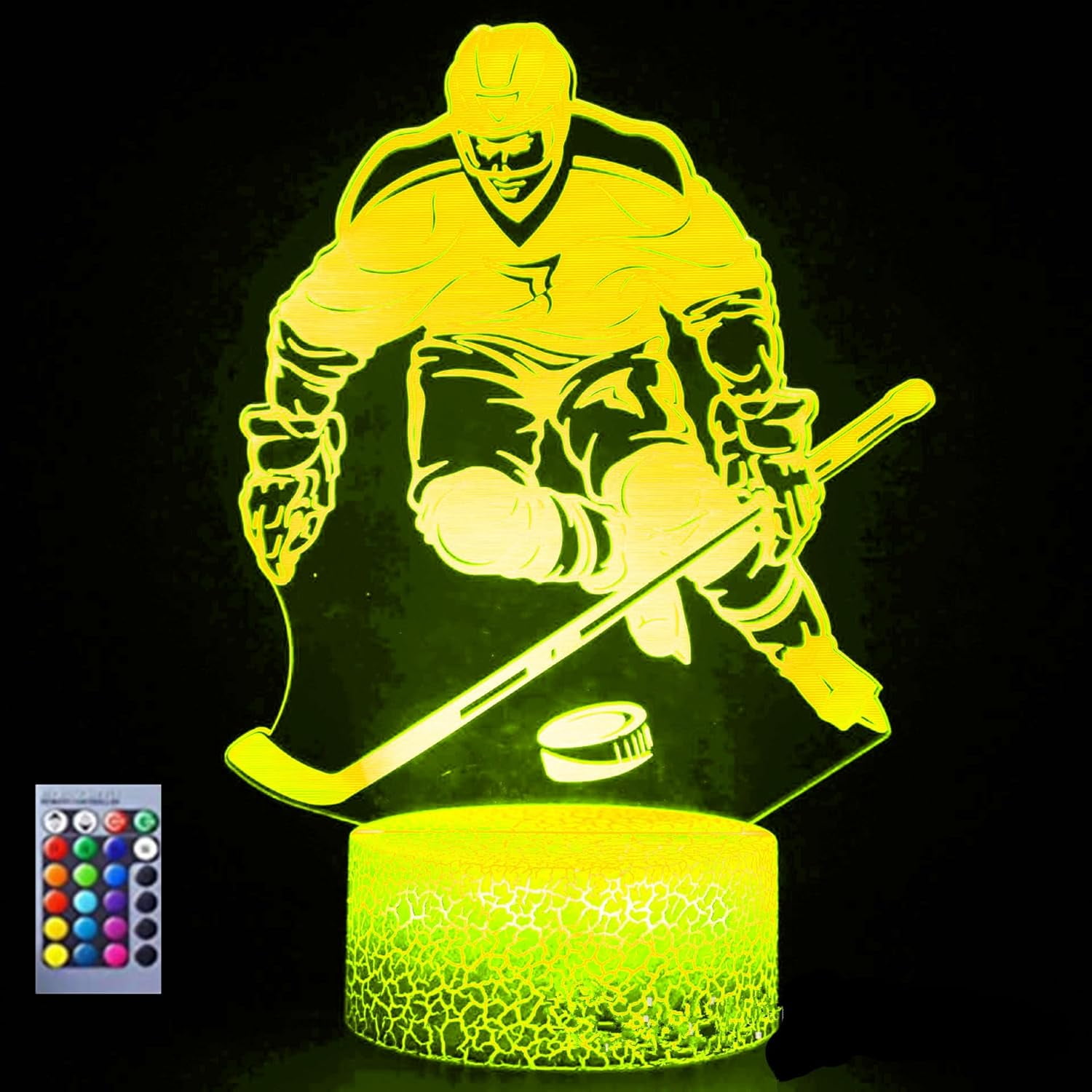 YSTIAN 3D Ice Hockey Player Night Light Table Desk Optical Illusion ...