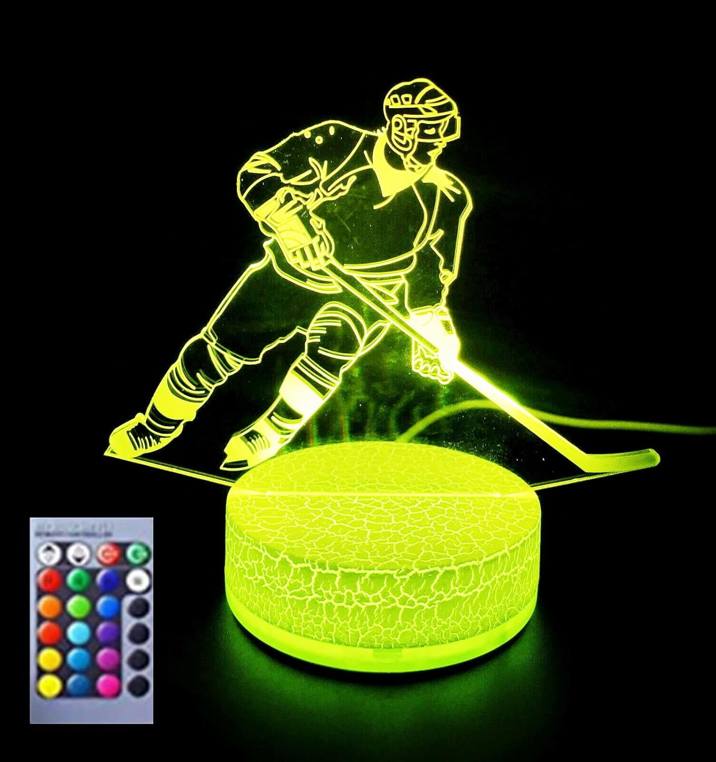 YSTIAN 3D Ice Hockey Player Night Light Table Desk Optical Illusion ...