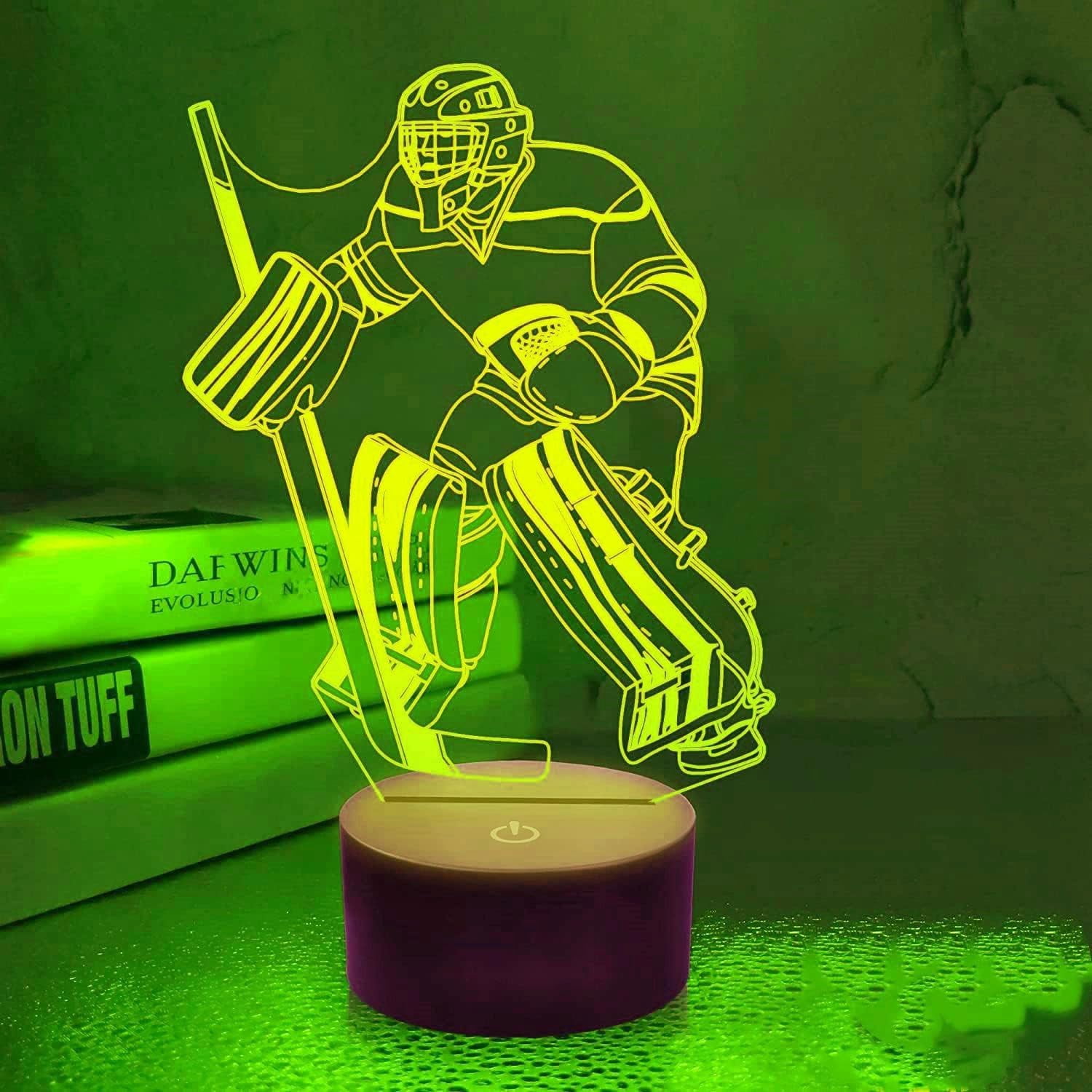 YSTIAN 3D Ice Hockey Player Night Light Table Desk Optical Illusion ...