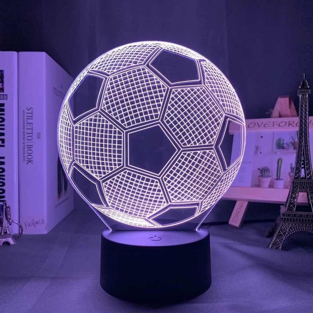 YSTIAN 3D Illusion Football Night Light for Kids Soccer Football Desk ...