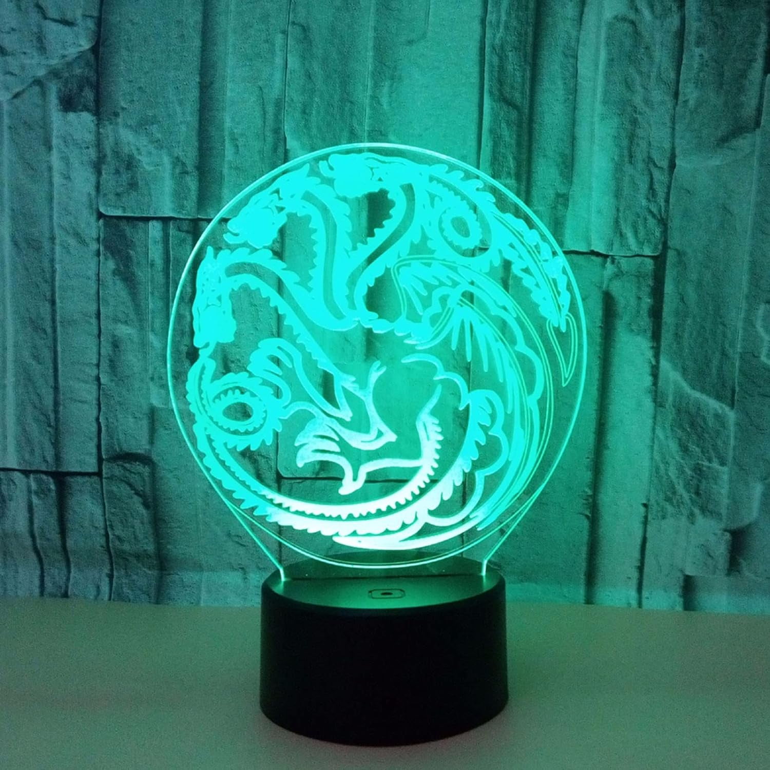 YSTIAN 3D Illusion Lamp, Three-Headed Dragon Modeling Lamp, 3D Effect ...