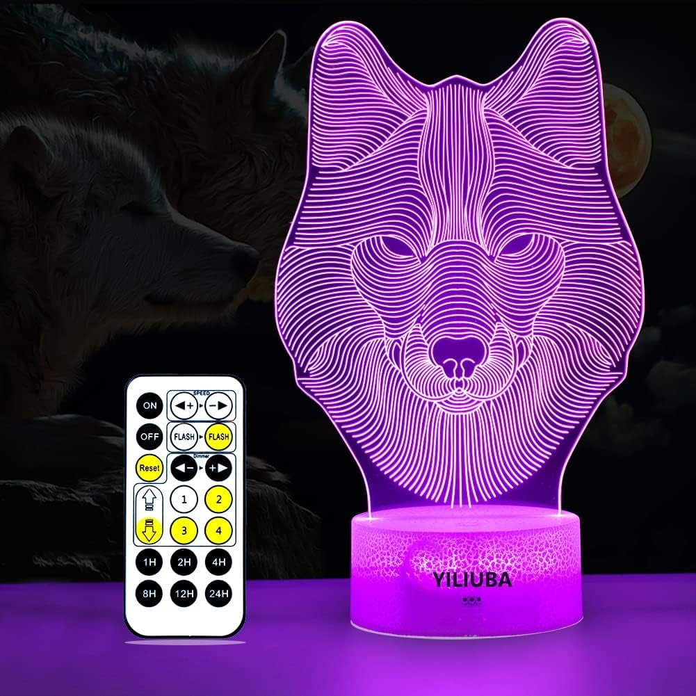 YSTIAN 3D Illusion Lamp for Wolf Lights for Kids Room, Wolfs Designed ...