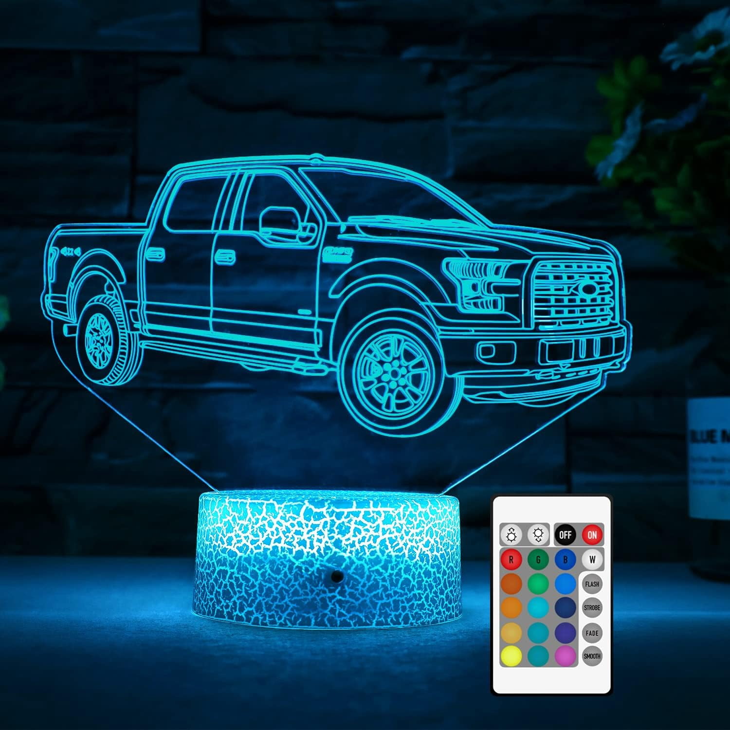 YSTIAN 3D Illusion Pickup Truck Night Light: Truck Light with Remote ...