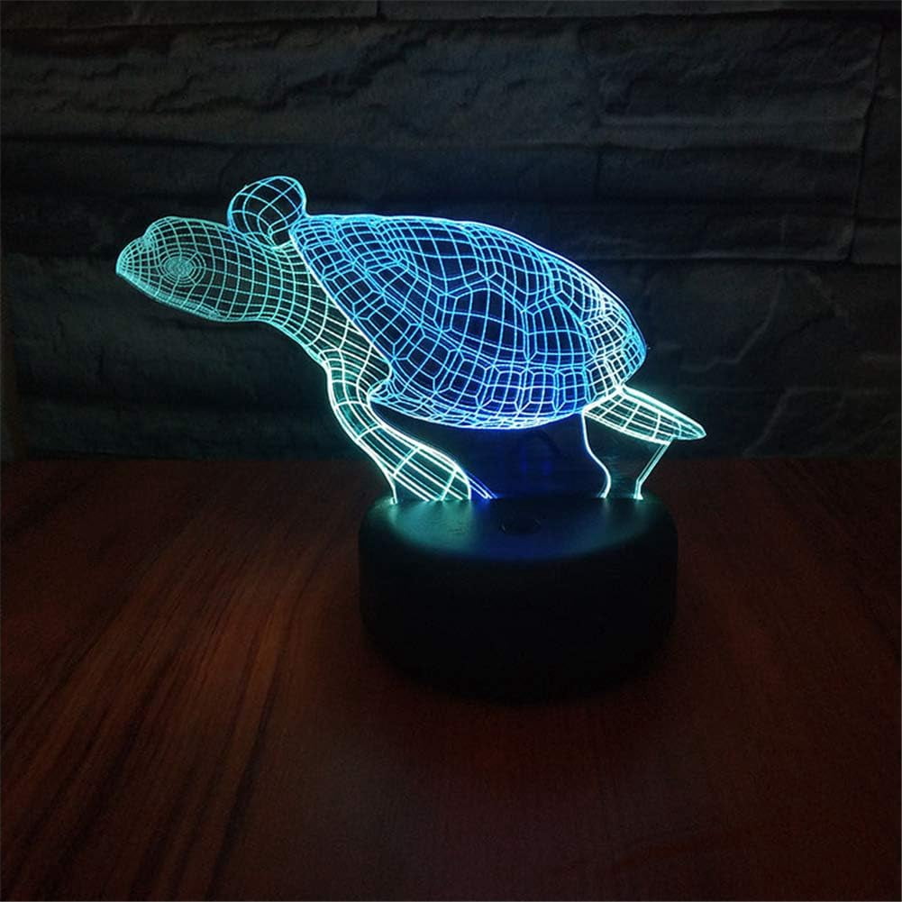 YSTIAN 3D Illusion Sea Turtle Shape Night Light 7 Color Optical Acrylic ...