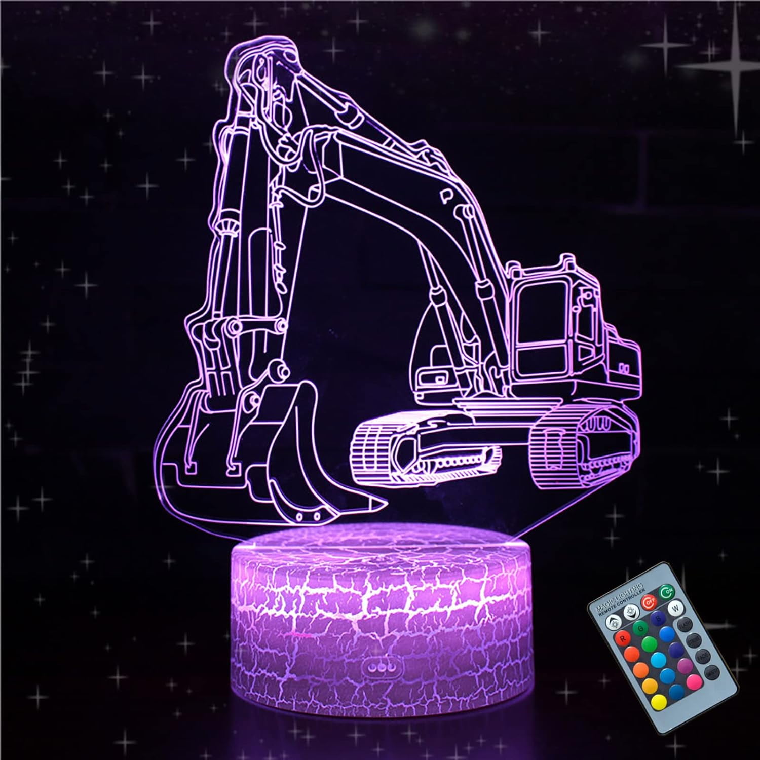 YSTIAN 3D Lights Excavator Grab Motor Vehicles Series Night Light ...