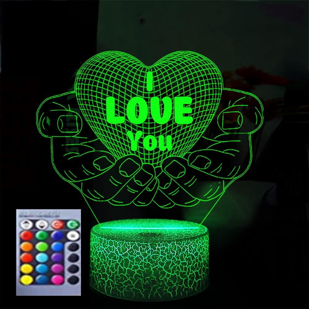 YSTIAN 3D Love Heart Night Light Table Desk Optical Illusion Lamps 16 ...