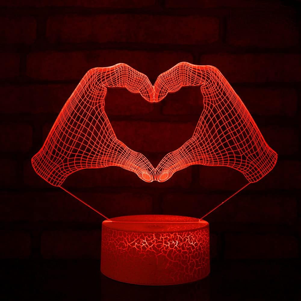YSTIAN 3D Love Heart Night Light Table Desk Optical Illusion Lamps 7 ...