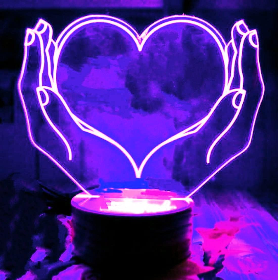 YSTIAN 3D Love Heart Night Light Table Desk Optical Illusion Lamps 7 ...