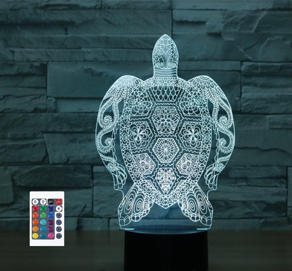 YSTIAN 3D Marine Life Turtle Remote Control 16 Color Night Lights ...